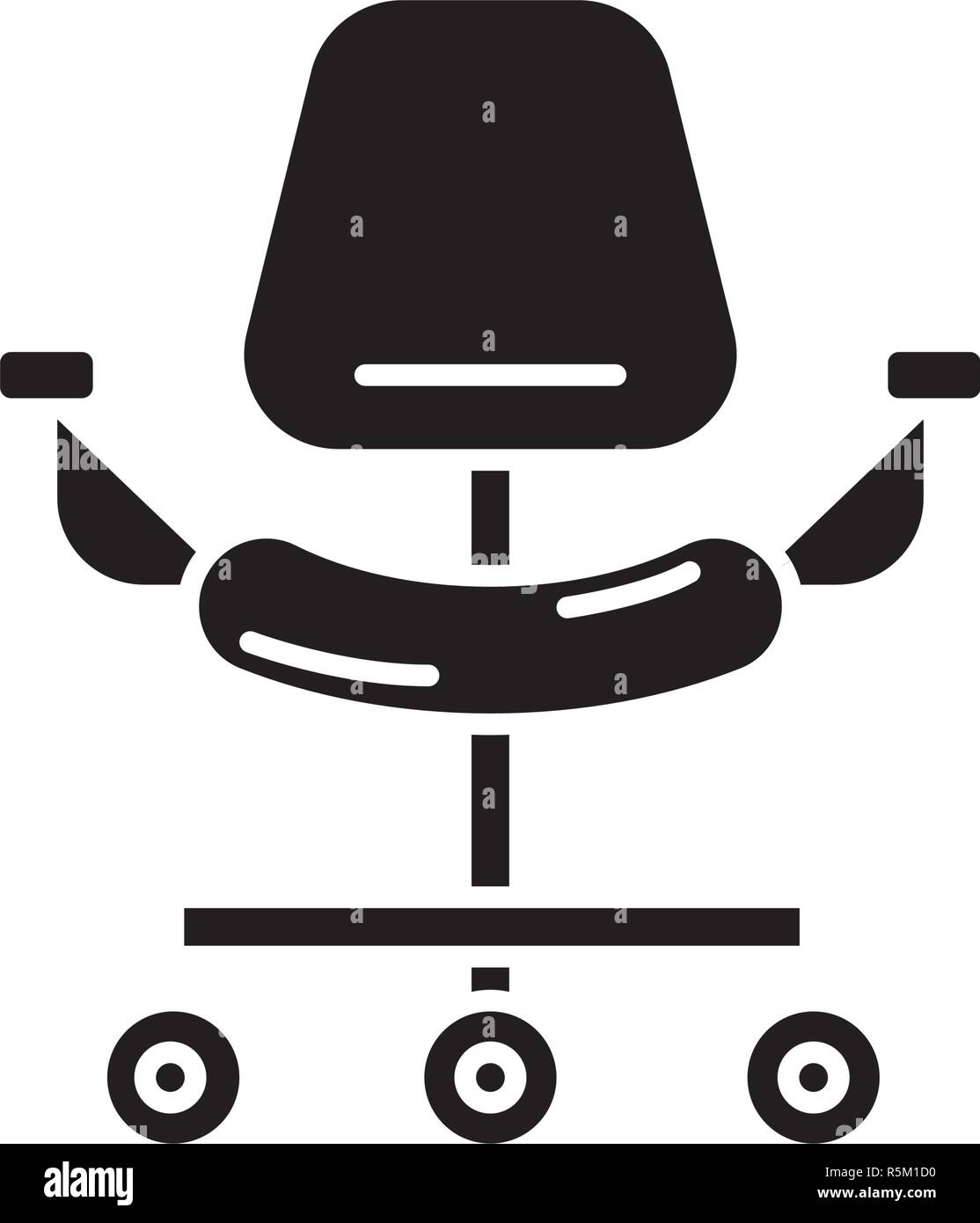 Ergonomic chair black icon, vector sign on isolated background ...