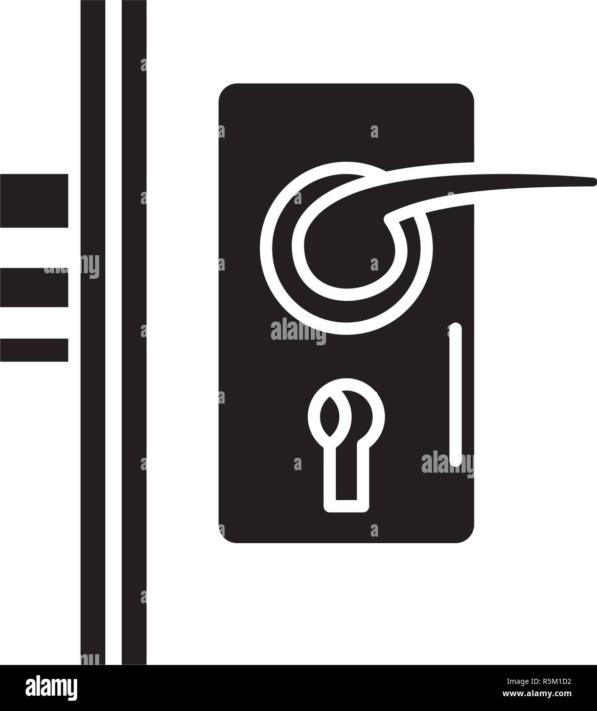 Door lock black icon, vector sign on isolated background. Door lock ...