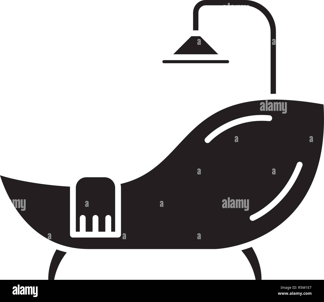 Bath black icon, vector sign on isolated background. Bath concept ...