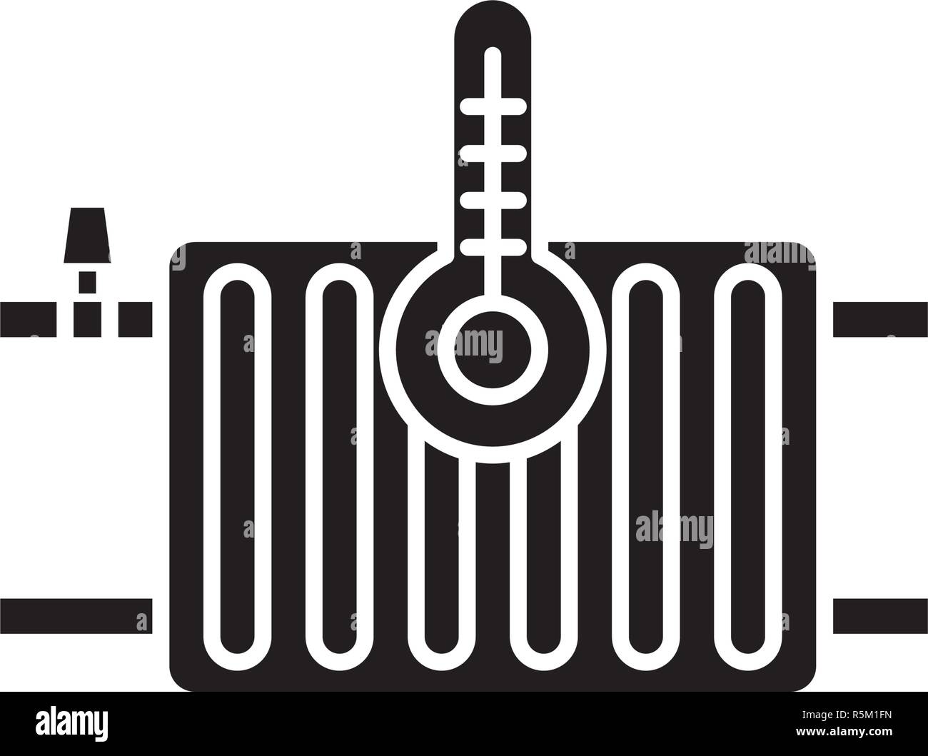 Heating radiators black icon, vector sign on isolated background ...