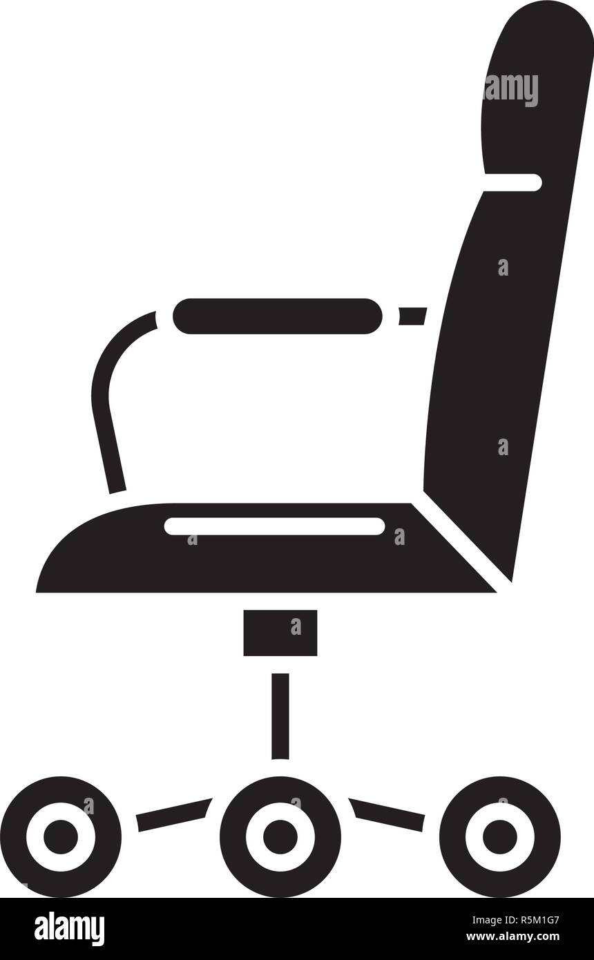 Office chair from the side black icon, vector sign on isolated ...