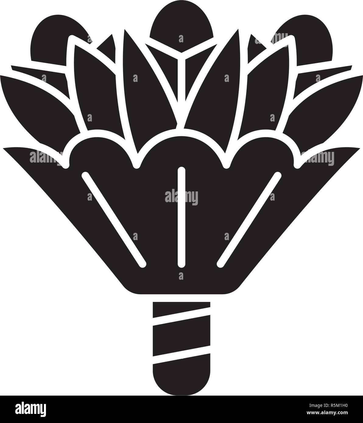 Bouquet of flowers black icon, vector sign on isolated background ...