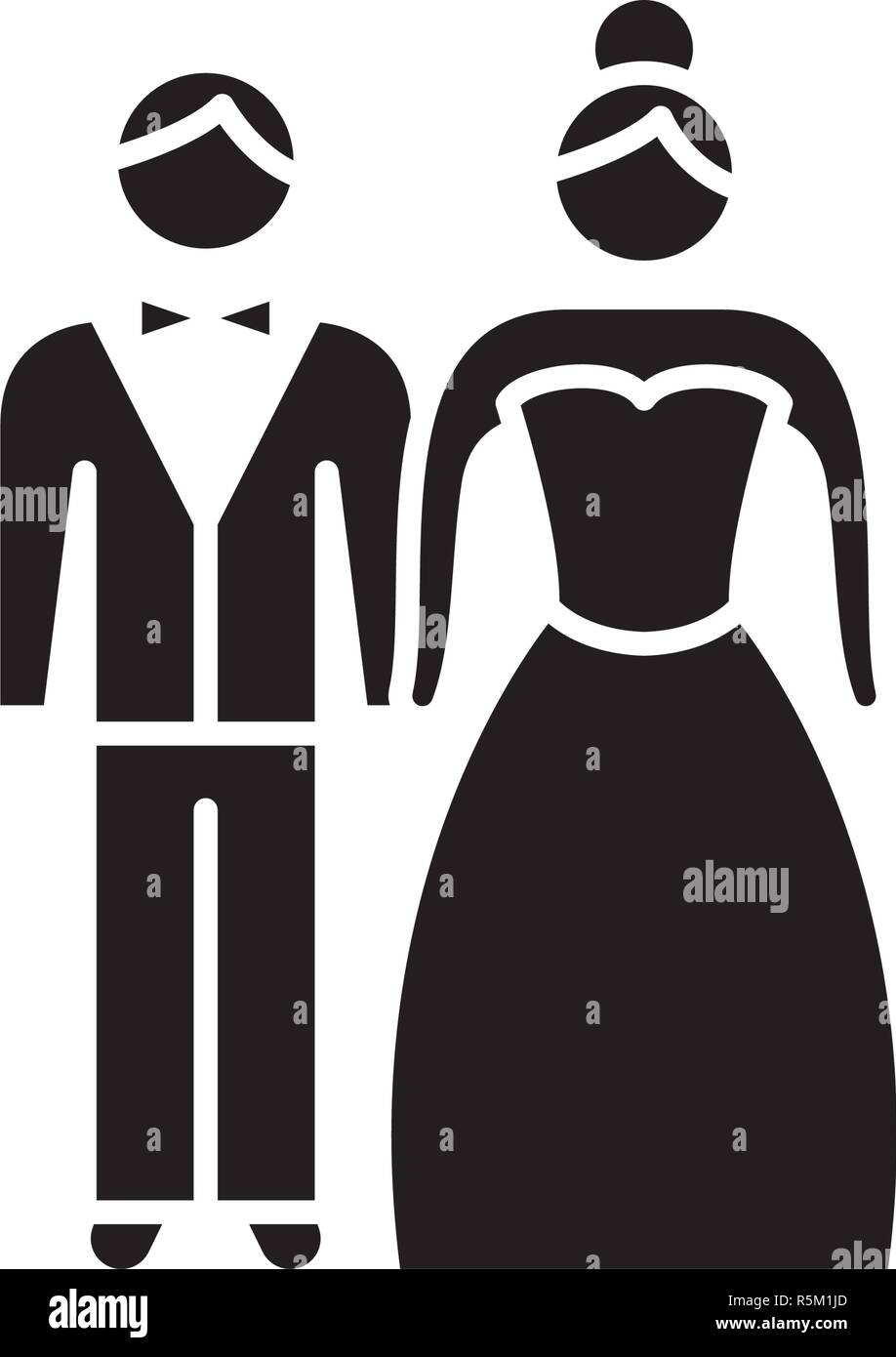 Newlyweds black icon, vector sign on isolated background. Newlyweds ...