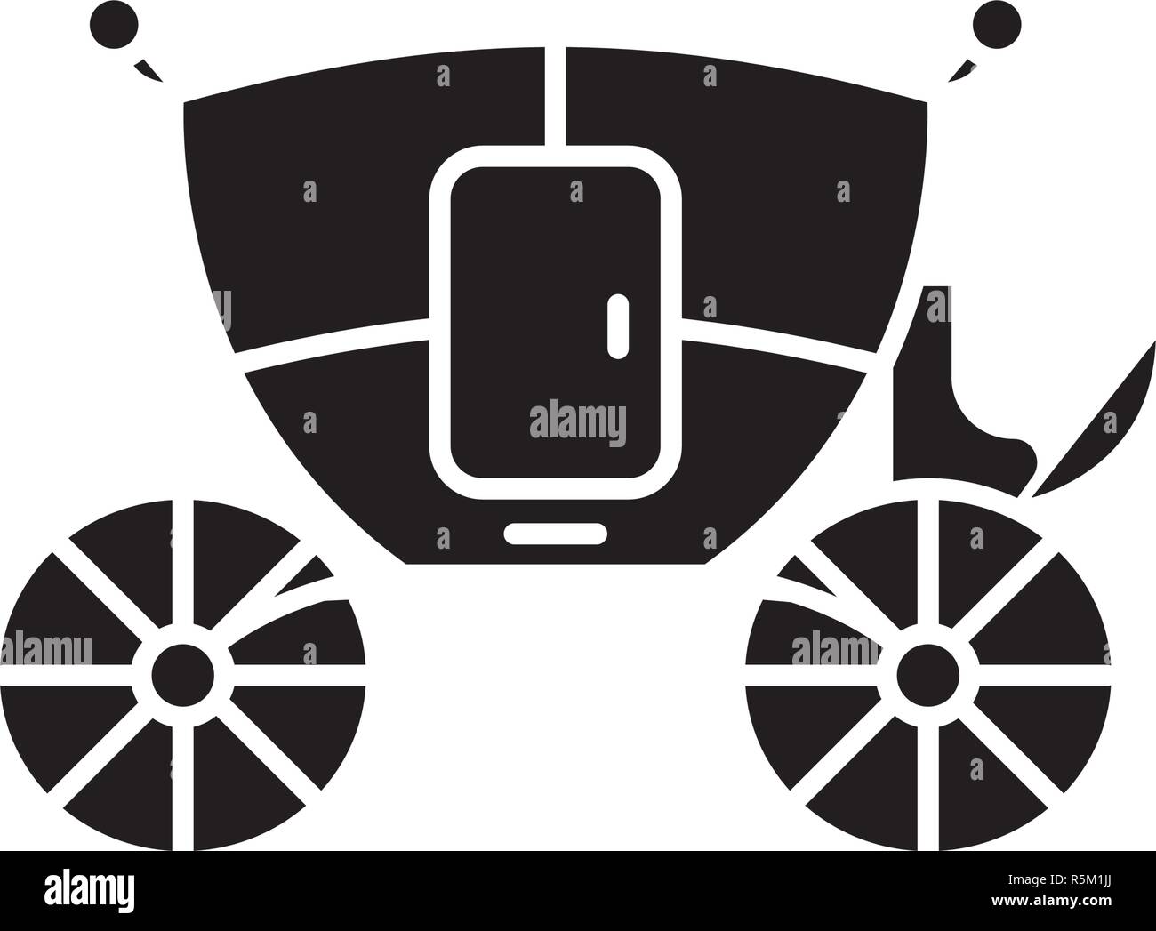 Wedding carriage black icon, vector sign on isolated background ...