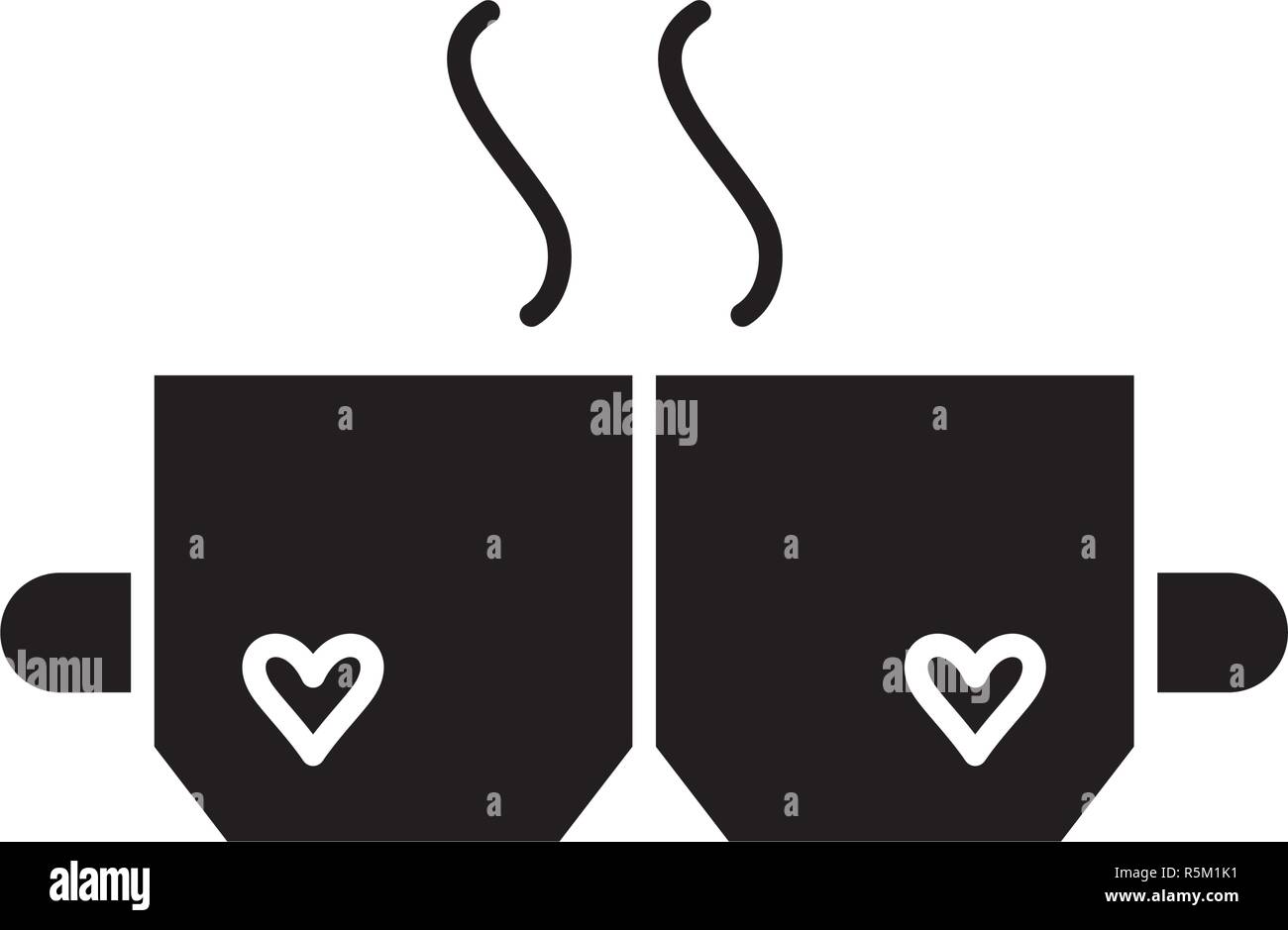 Love tea black icon, vector sign on isolated background. Love tea ...