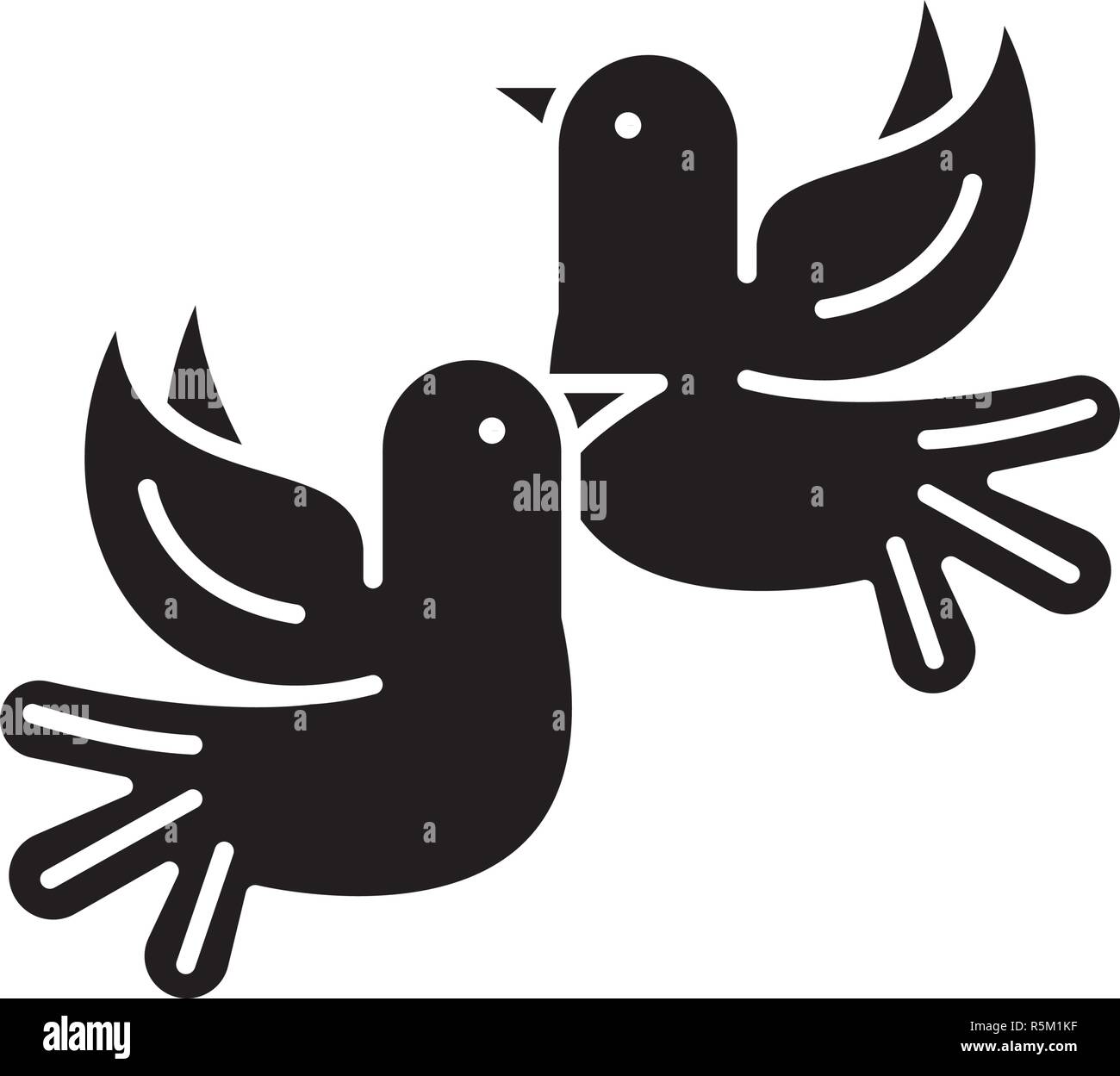 Pigeons black icon, vector sign on isolated background. Pigeons concept ...
