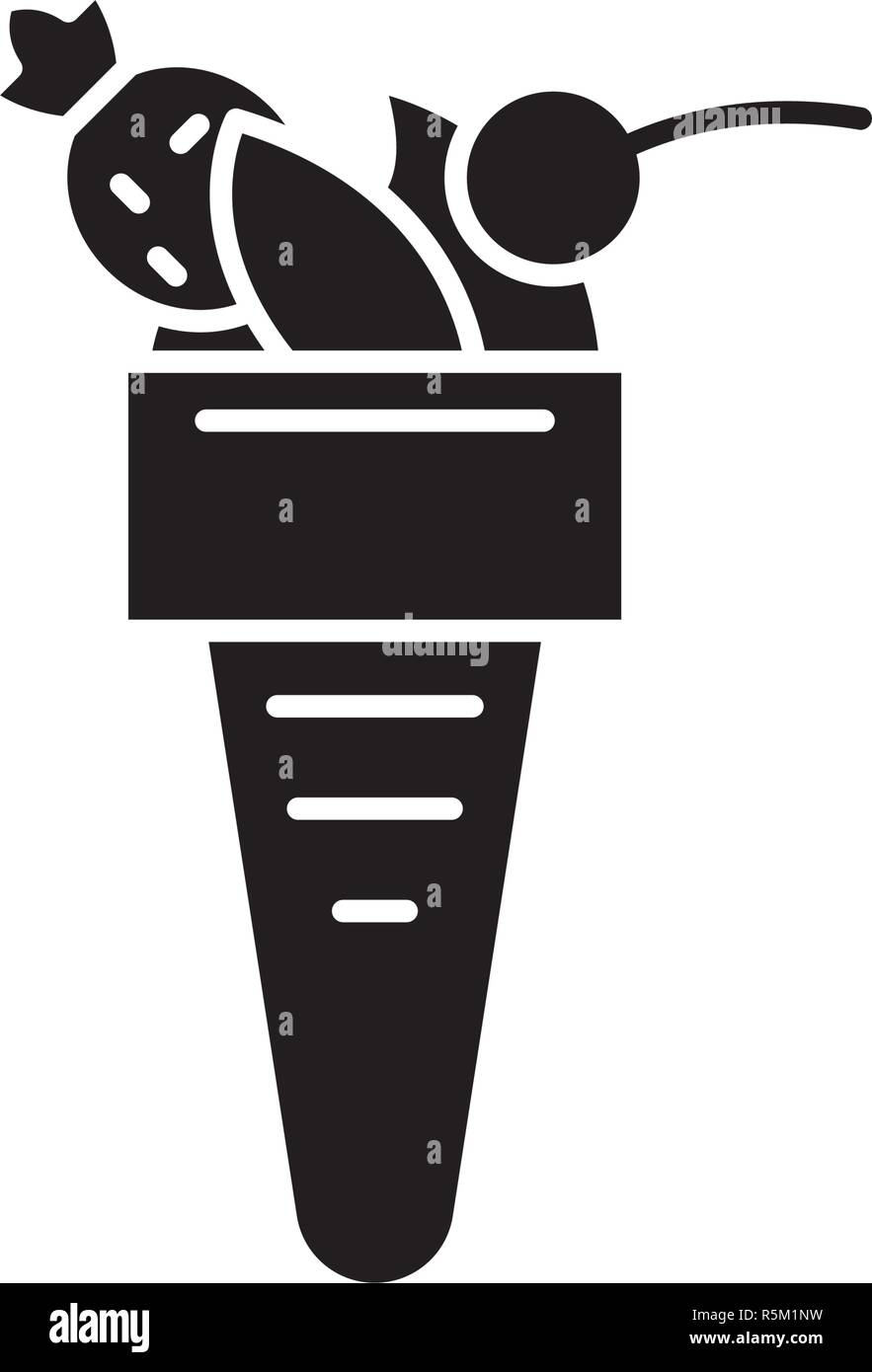 Italian ice cream black icon, vector sign on isolated background ...