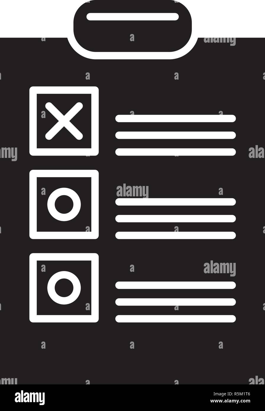Questionnaire black icon, vector sign on isolated background ...