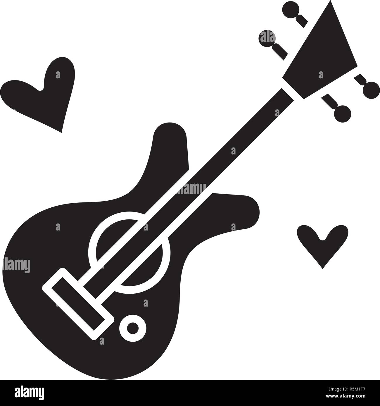 Guitar music black icon, vector sign on isolated background. Guitar ...