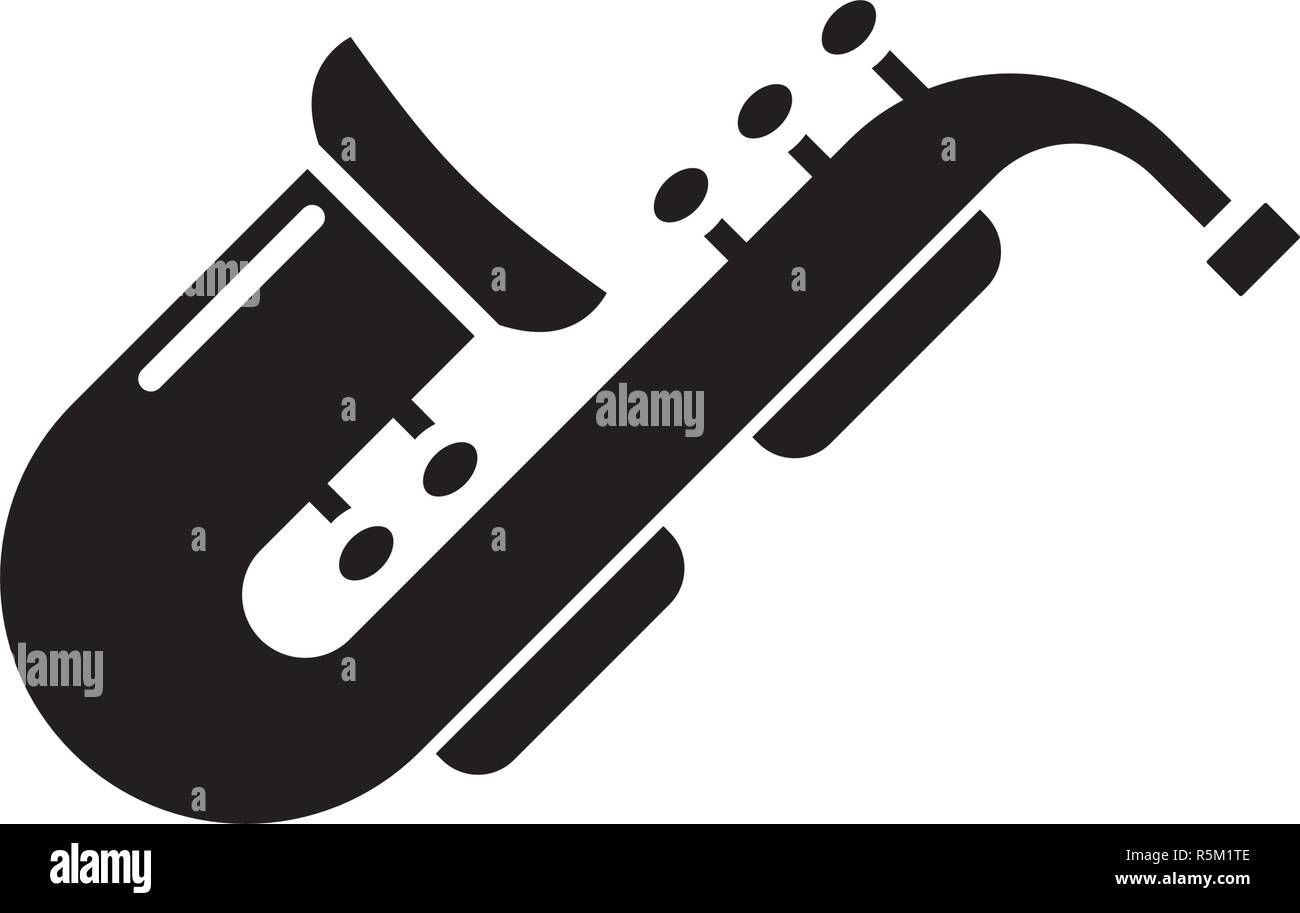 Jazz saxophone black icon, vector sign on isolated background. Jazz ...