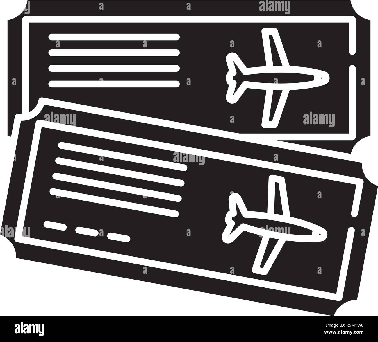 Airline tickets black icon, vector sign on isolated background. Airline ...