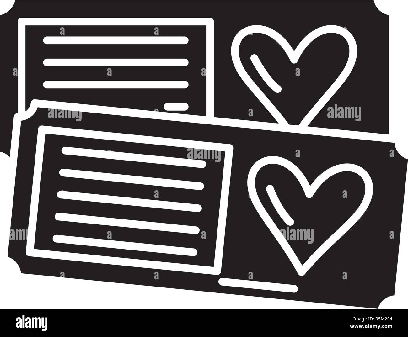 Tickets for two black icon, vector sign on isolated background. Tickets ...