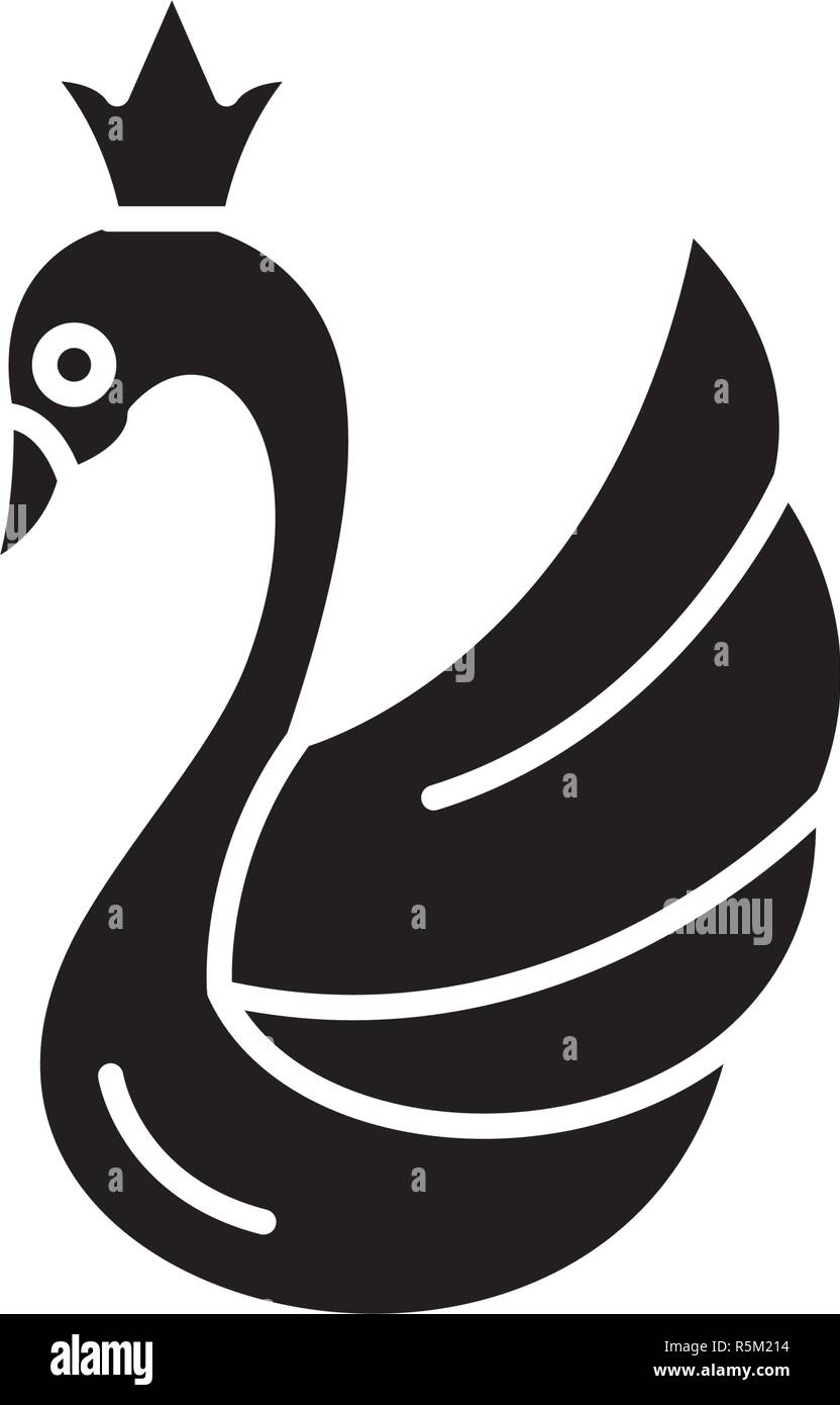 Swan black icon, vector sign on isolated background. Swan concept ...