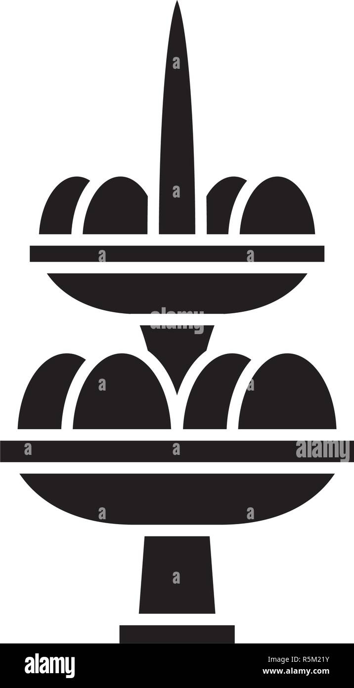 Fountain black icon, vector sign on isolated background. Fountain ...