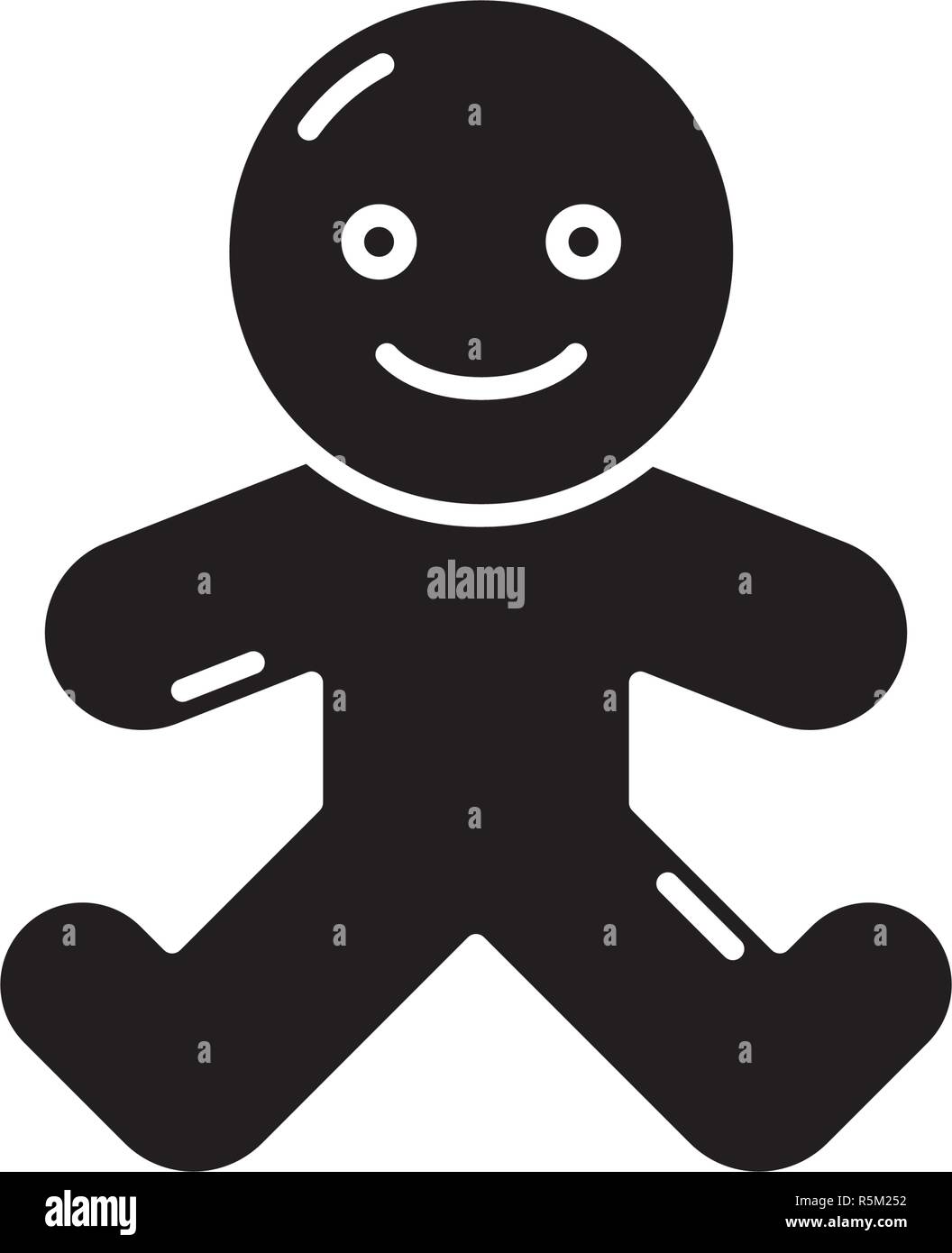 Gingerbread man black icon, vector sign on isolated background ...