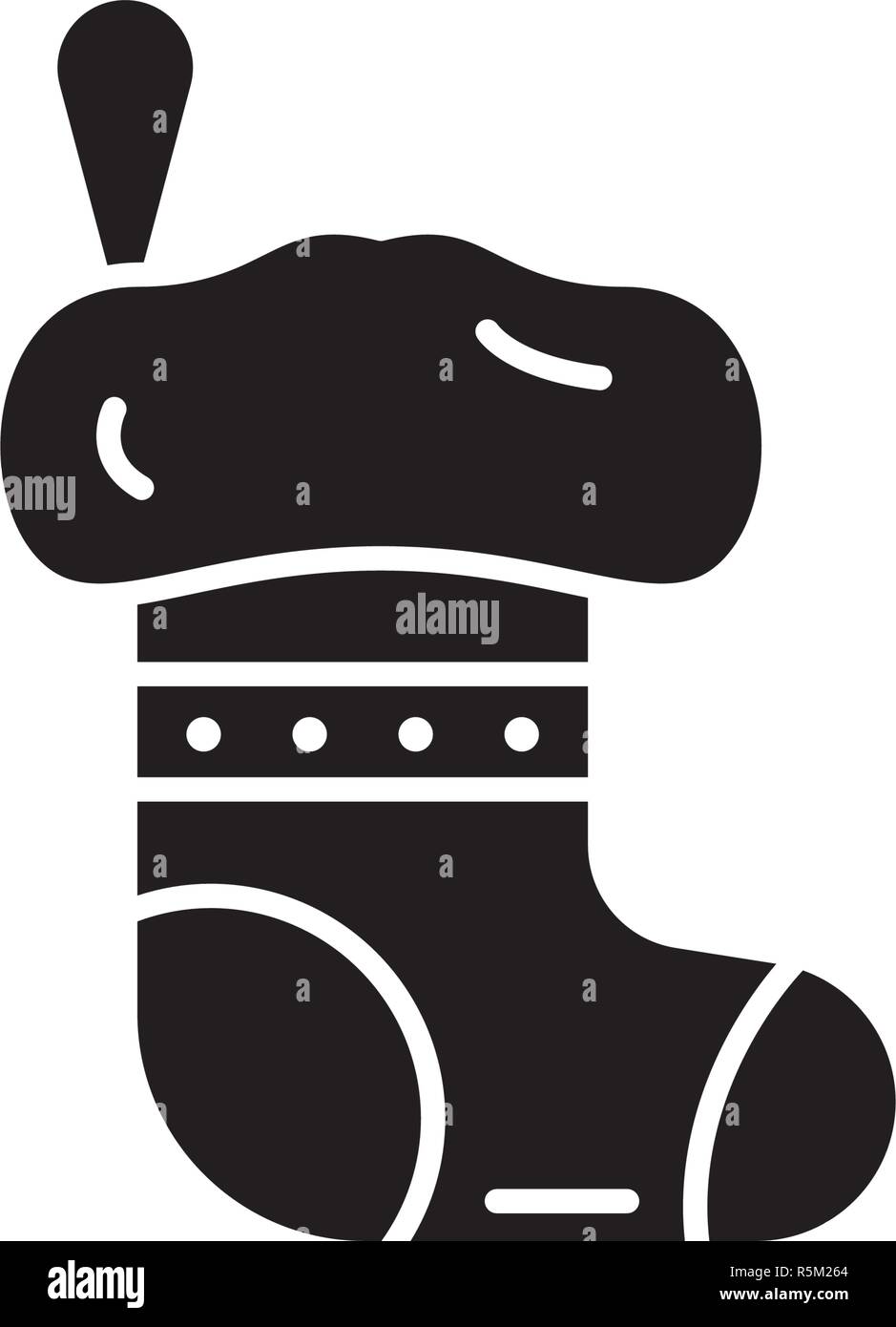 Christmas sock black icon, vector sign on isolated background ...