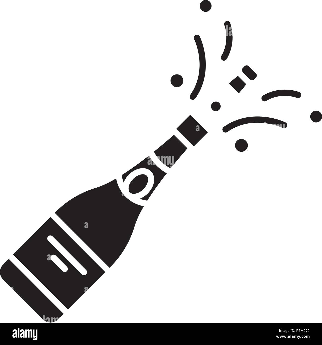 Champagne opening black icon, vector sign on isolated background ...