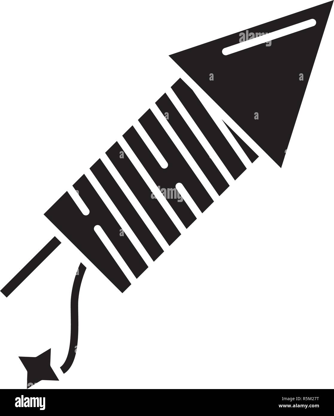 Launching Fireworks Black Icon Vector Sign On Isolated Background