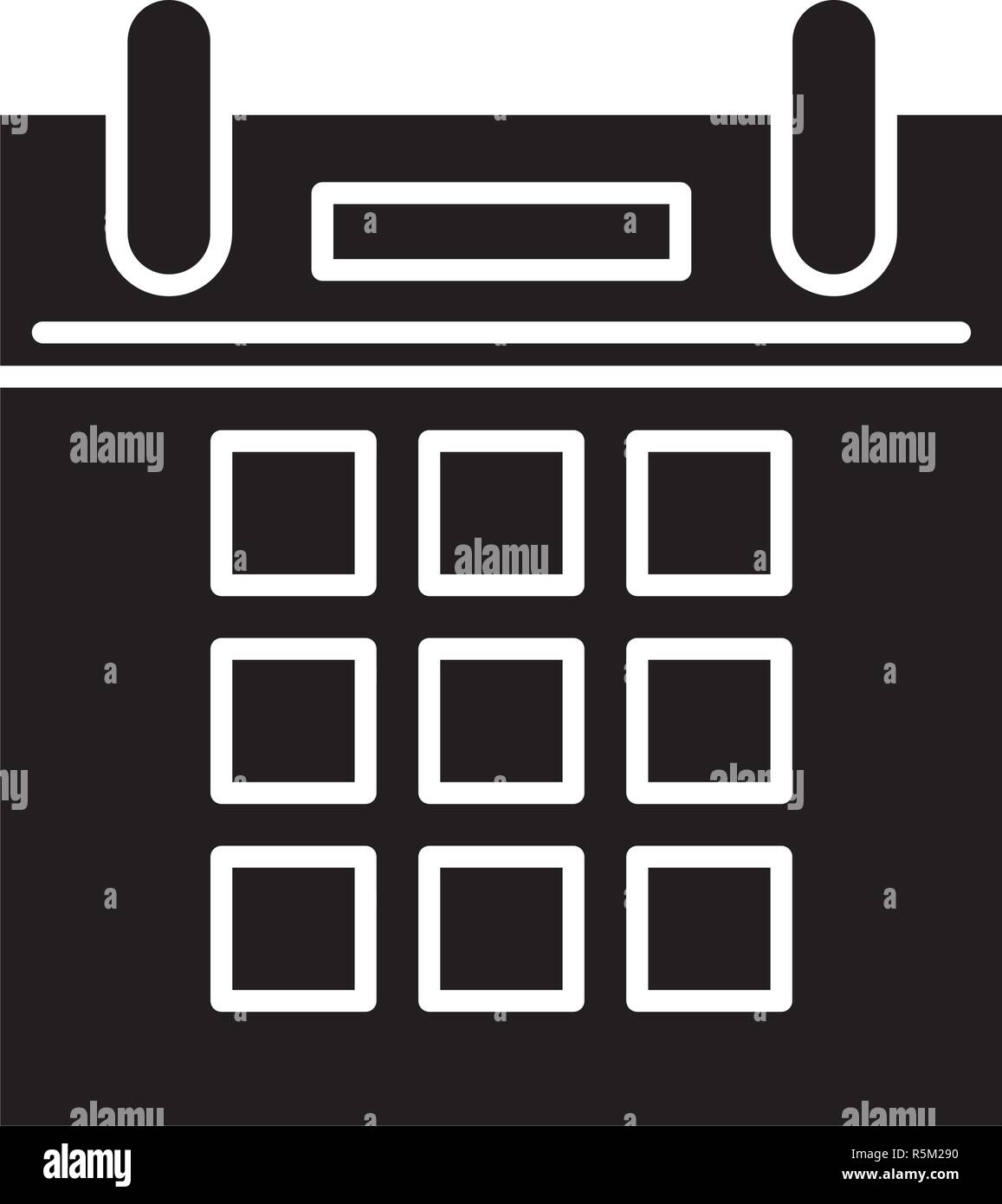 Calendar time black icon, vector sign on isolated background. Calendar ...