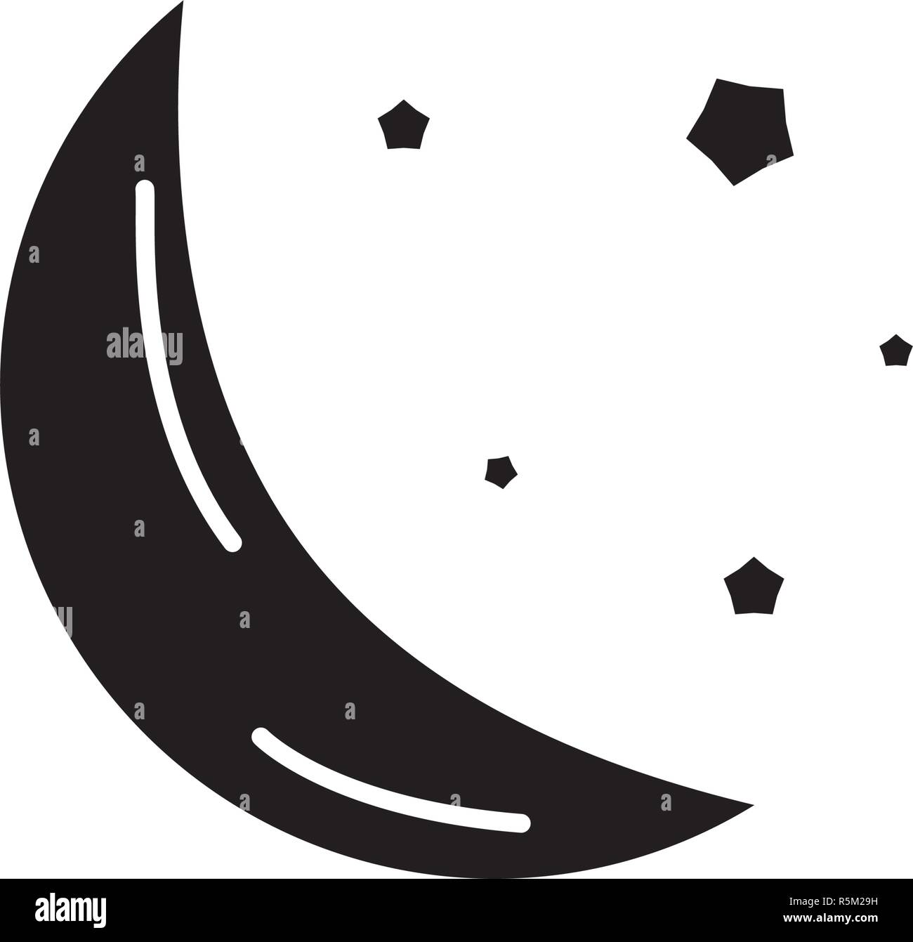 Moon black icon, vector sign on isolated background. Moon concept ...