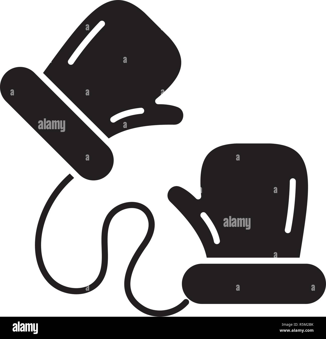 Children's mittens black icon, vector sign on isolated background ...