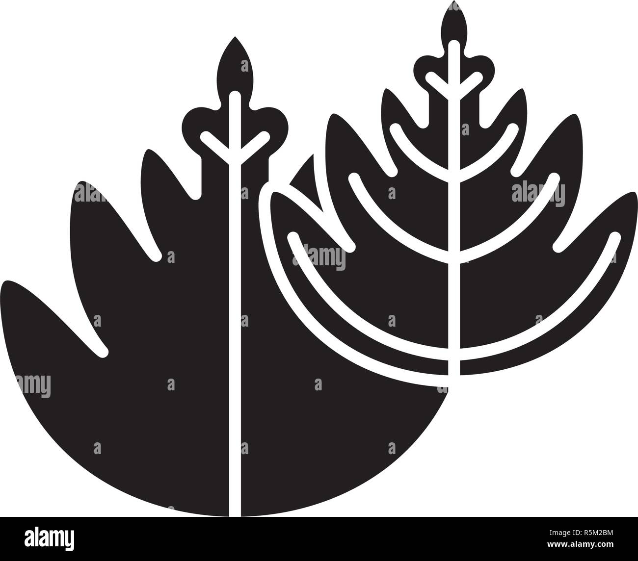 Autumn leaves black icon, vector sign on isolated background. Autumn ...