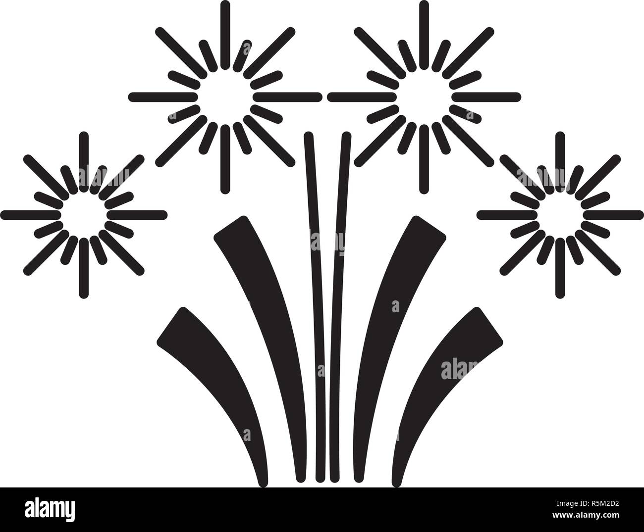 Christmas Fireworks Black Icon Vector Sign On Isolated Background