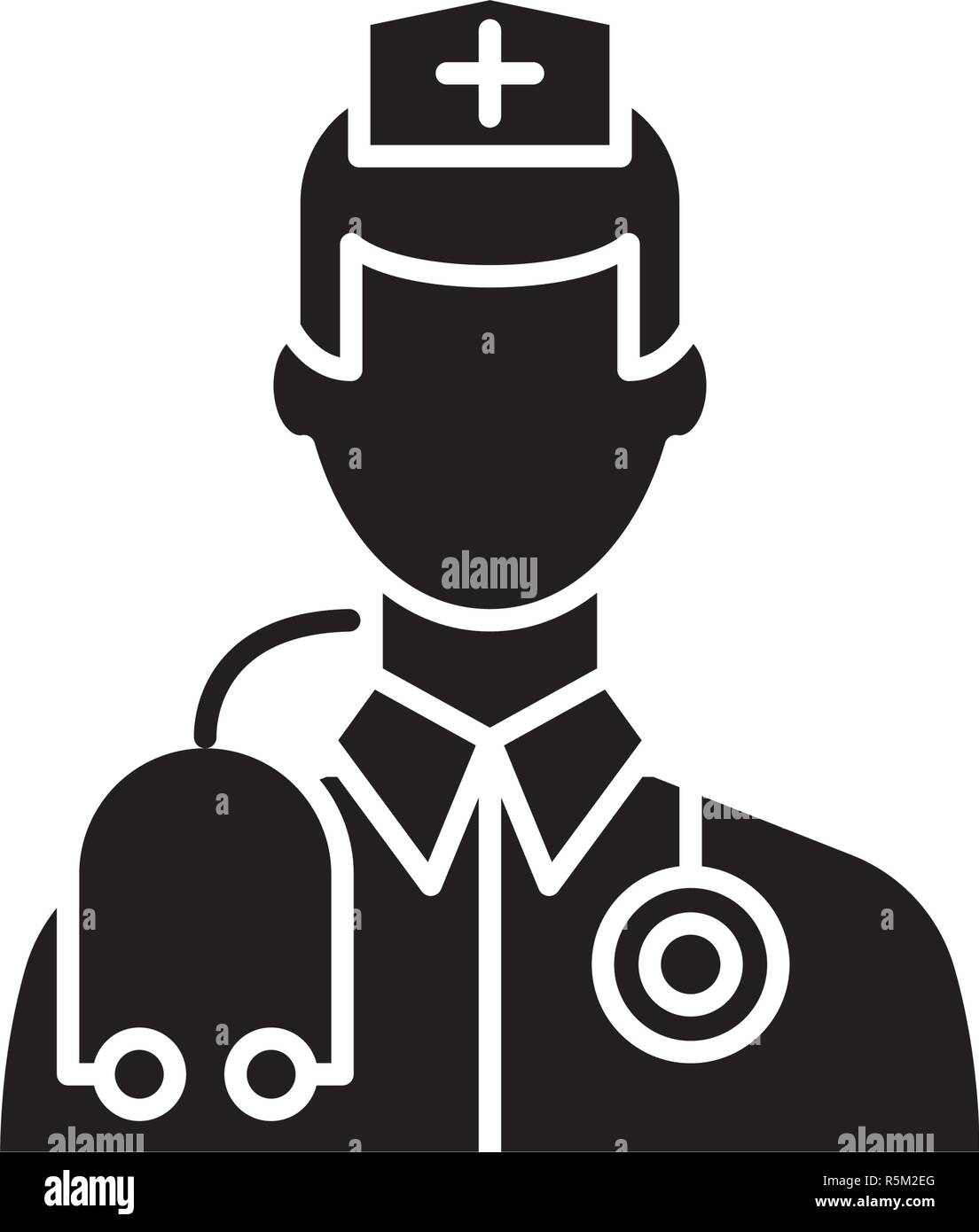 Doctor black icon, vector sign on isolated background. Doctor concept ...