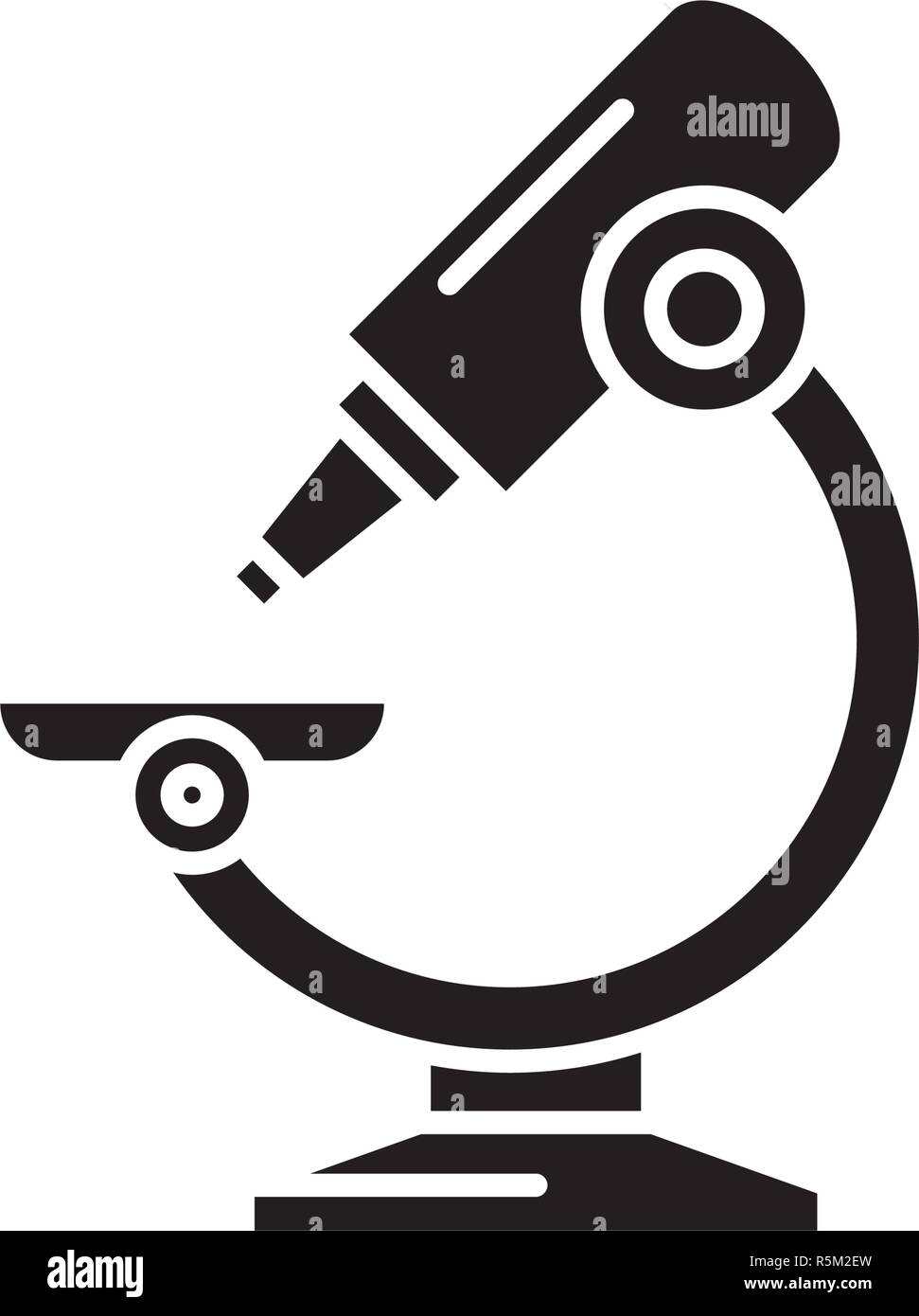 Laboratory microscope black icon, vector sign on isolated background ...