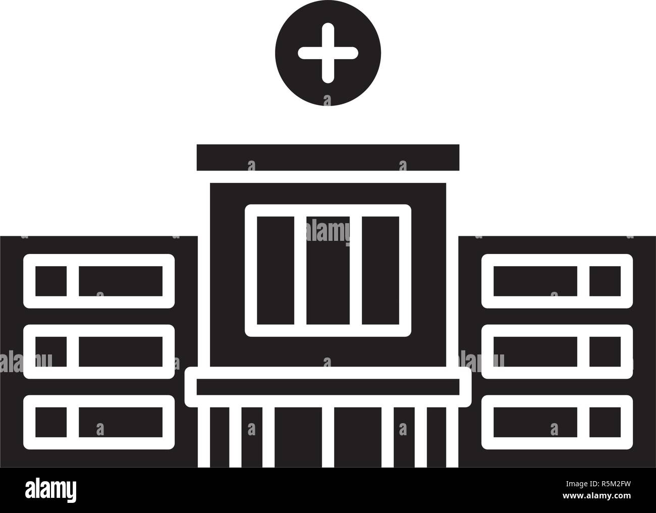 Hospital black icon, vector sign on isolated background. Hospital ...