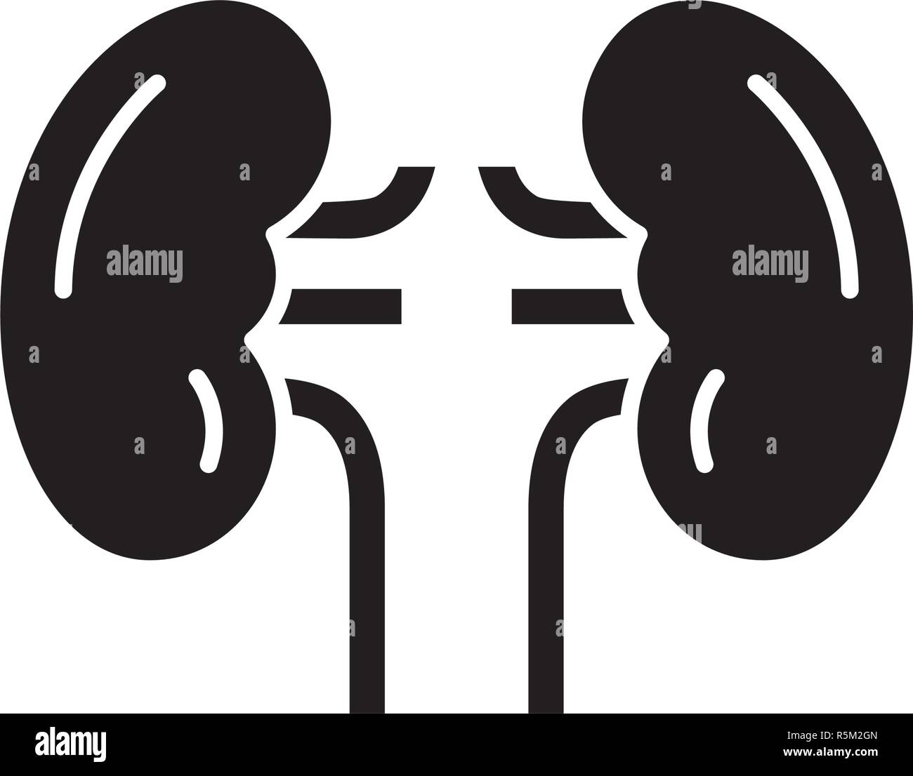 Kidney black icon, vector sign on isolated background. Kidney concept ...