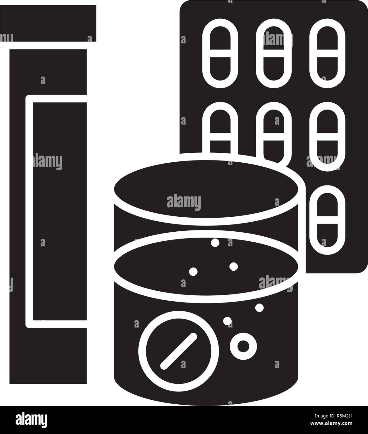 Pharmaceuticals black icon, vector sign on isolated background ...