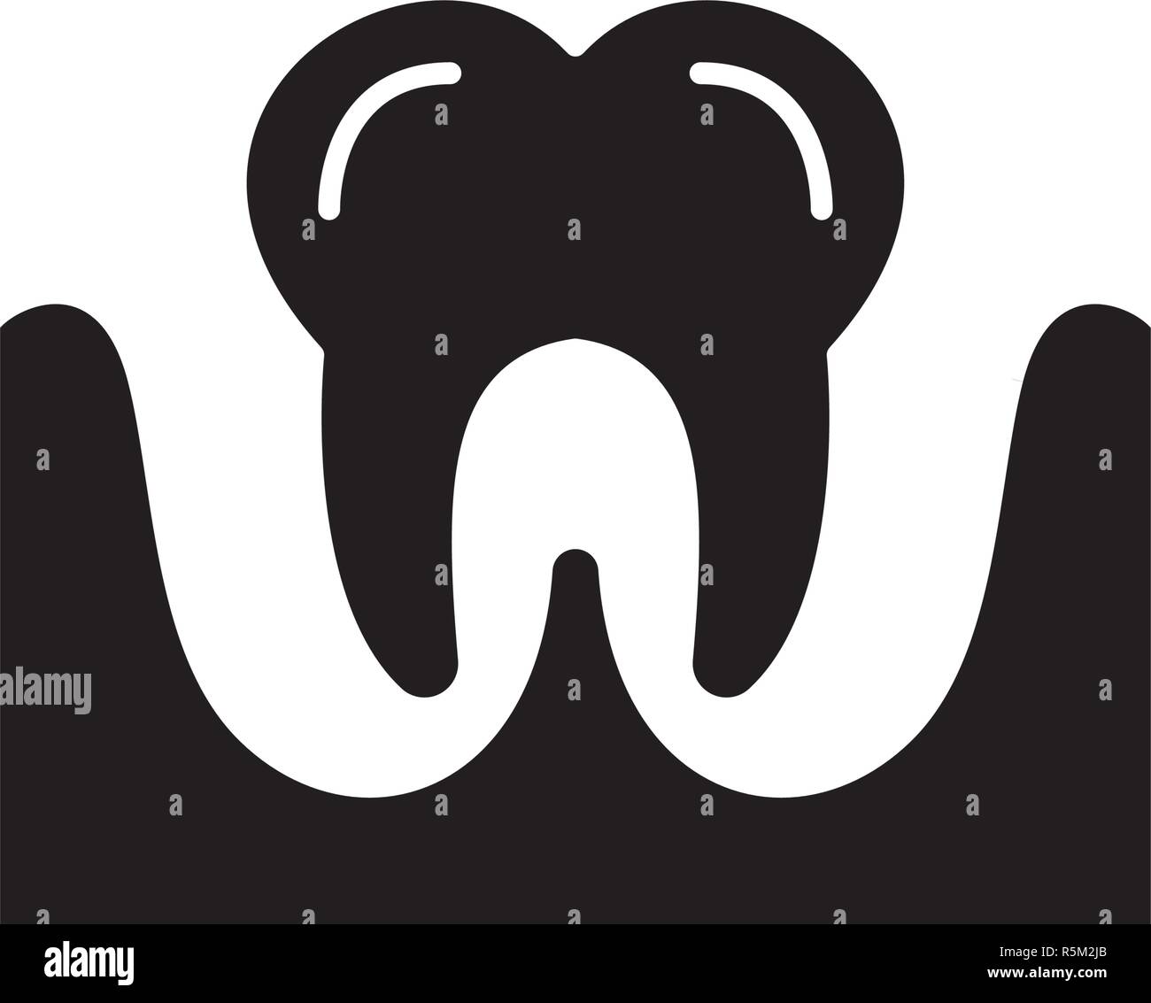 Tooth black icon, vector sign on isolated background. Tooth concept ...