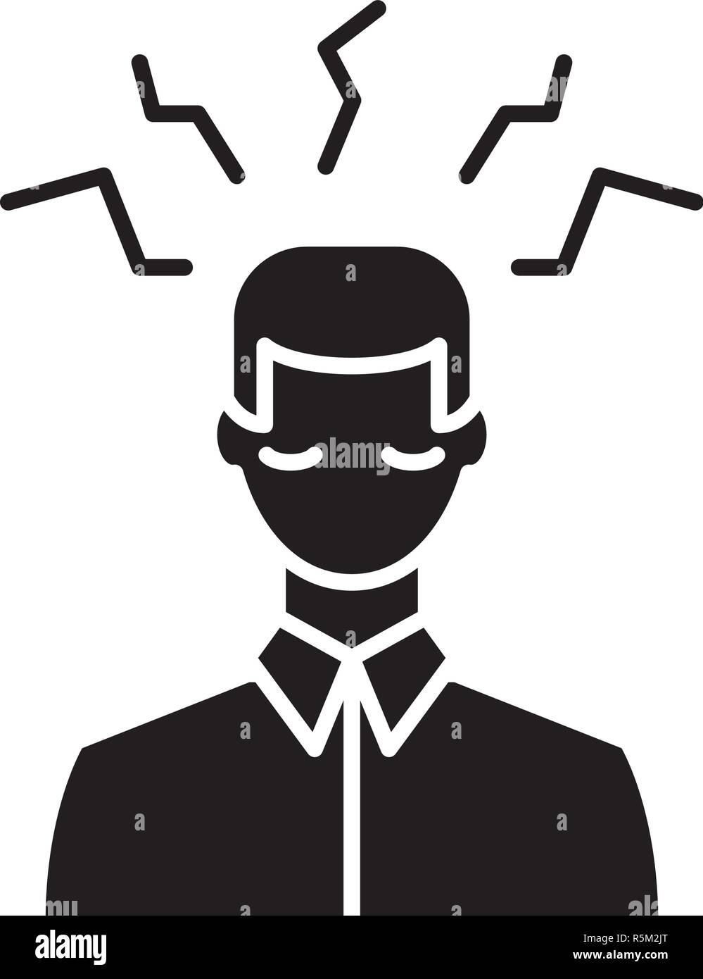 Headache problem black icon, vector sign on isolated background ...