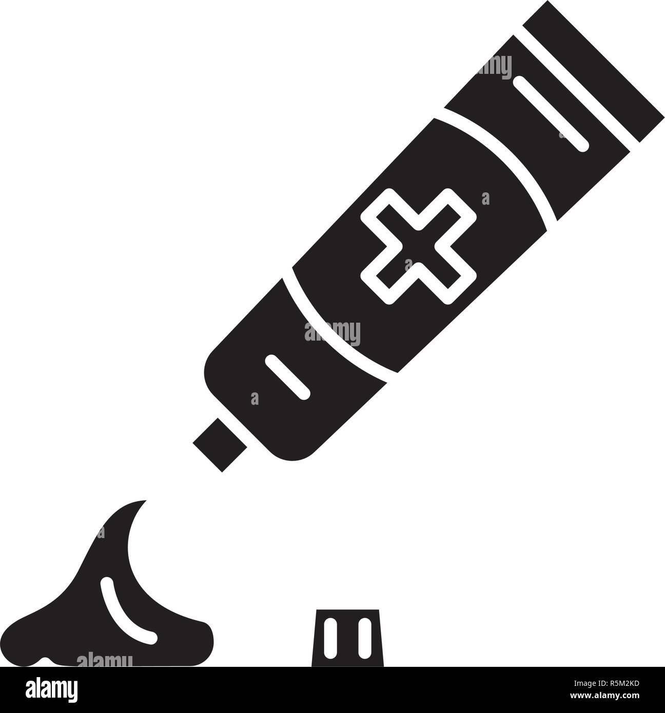 Toothpaste black icon, vector sign on isolated background. Toothpaste ...