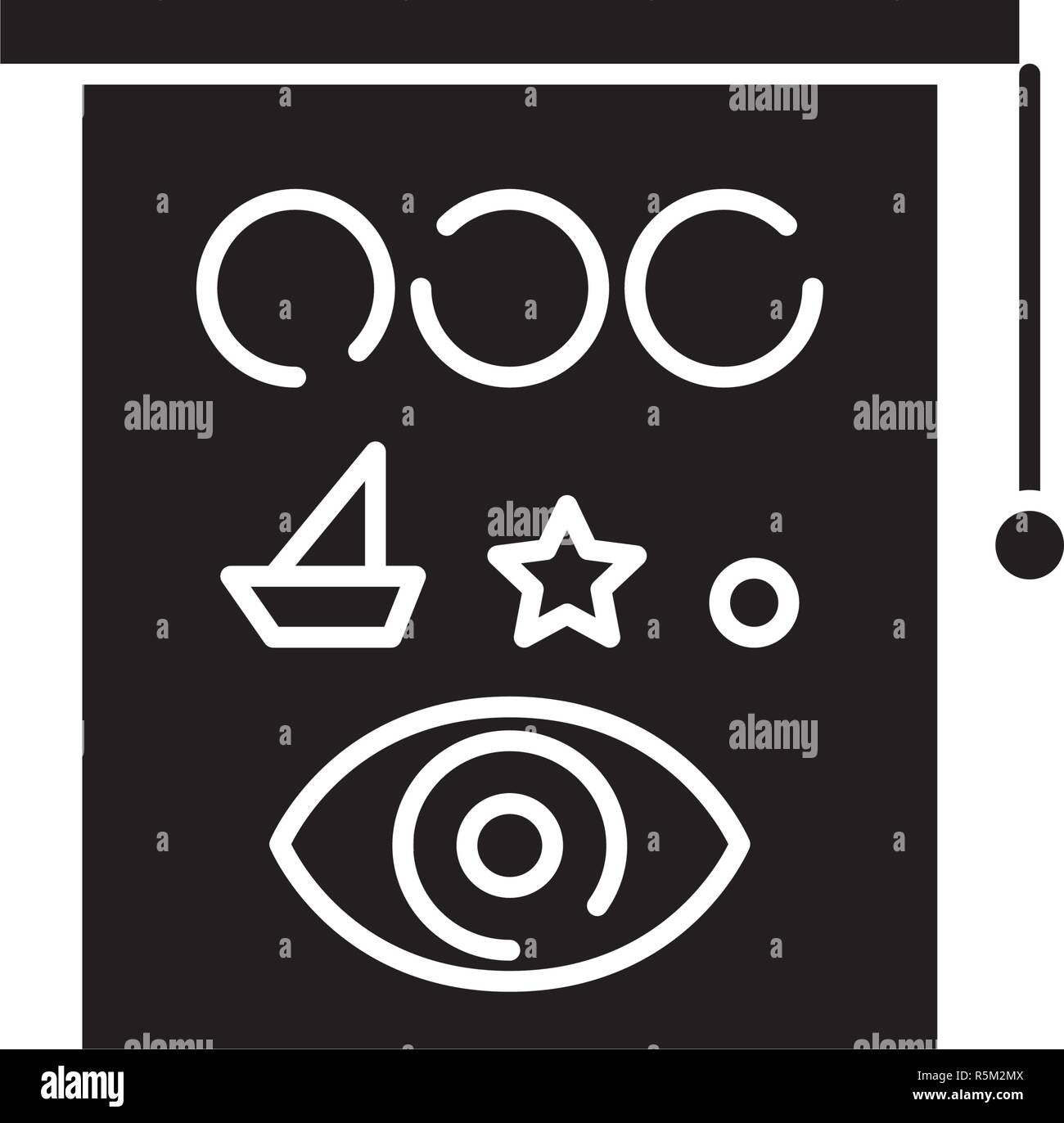 Eyesight check black icon, vector sign on isolated background. Eyesight ...