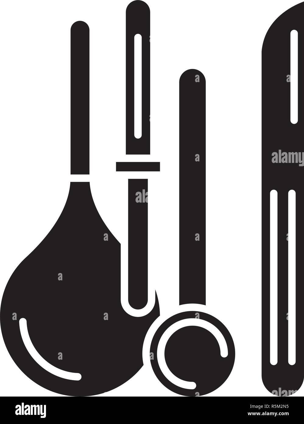 Medical instruments black icon, vector sign on isolated background ...