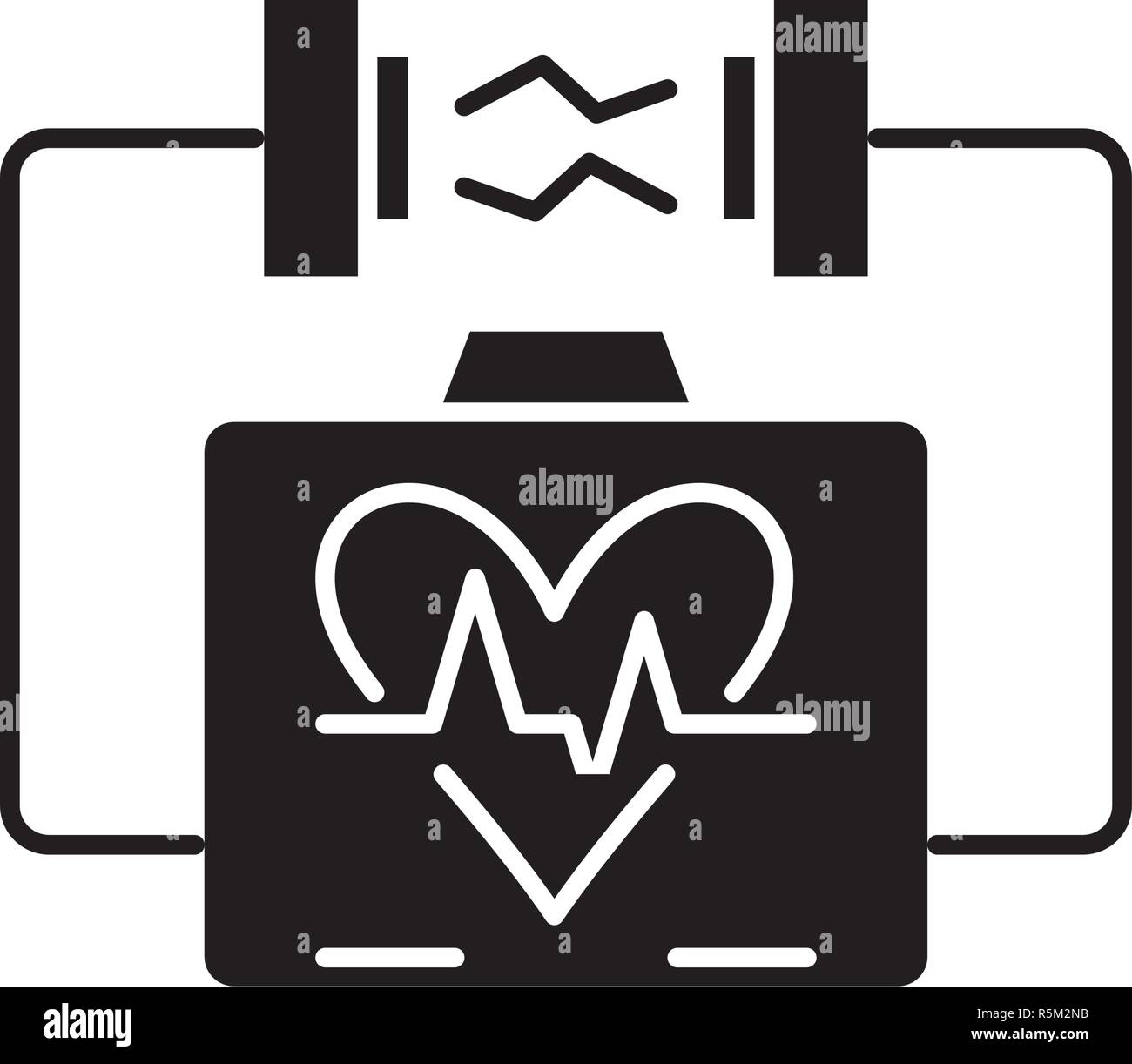 Heart stimulation black icon, vector sign on isolated background. Heart ...