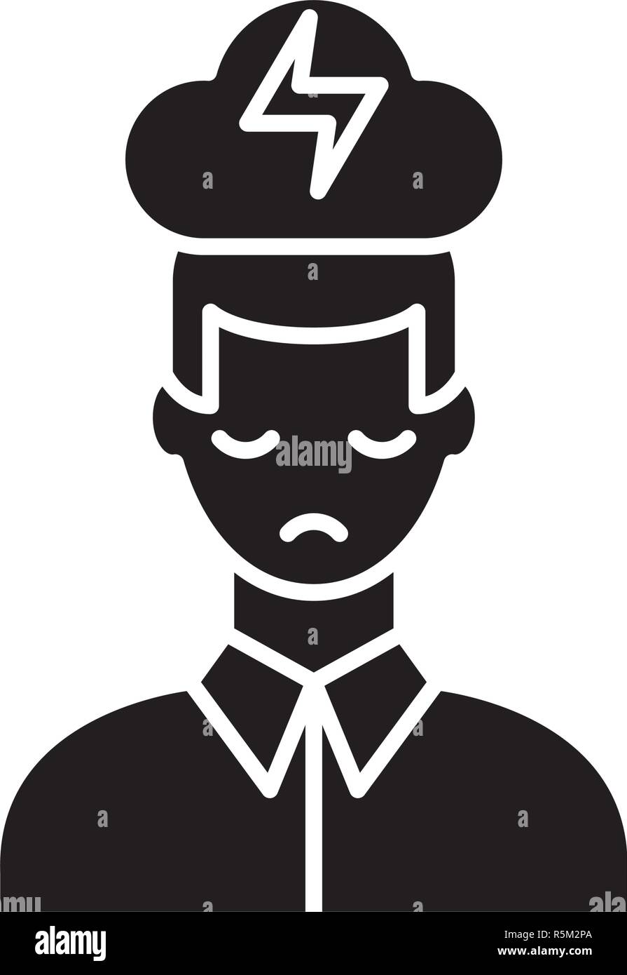 Nervous breakdown black icon, vector sign on isolated background ... Nervous breakdown black icon, vector sign on isolated background ...