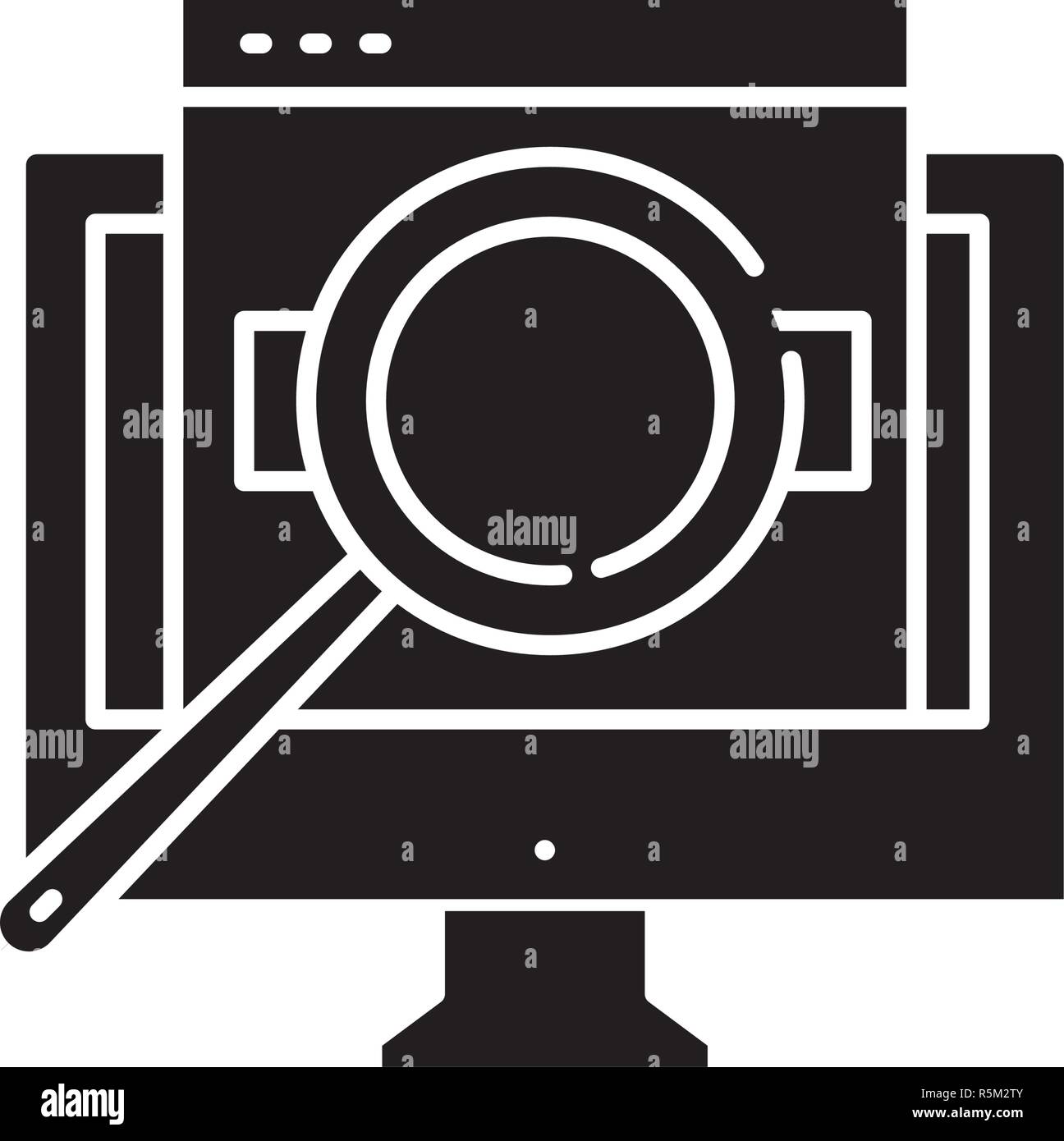 Computer search black icon, vector sign on isolated background ...