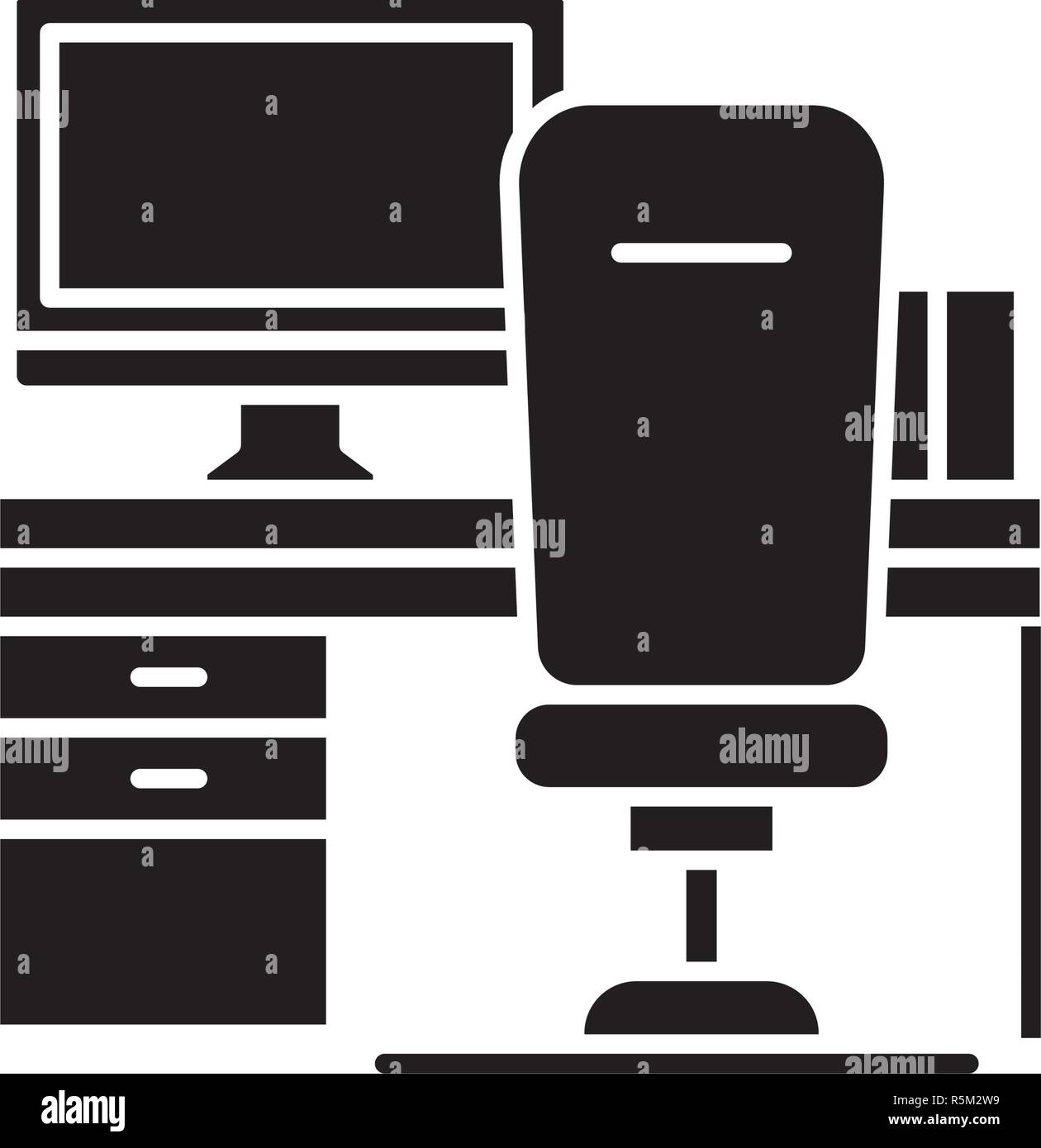 Desk laptop computer monitor by window Stock Vector Images - Alamy