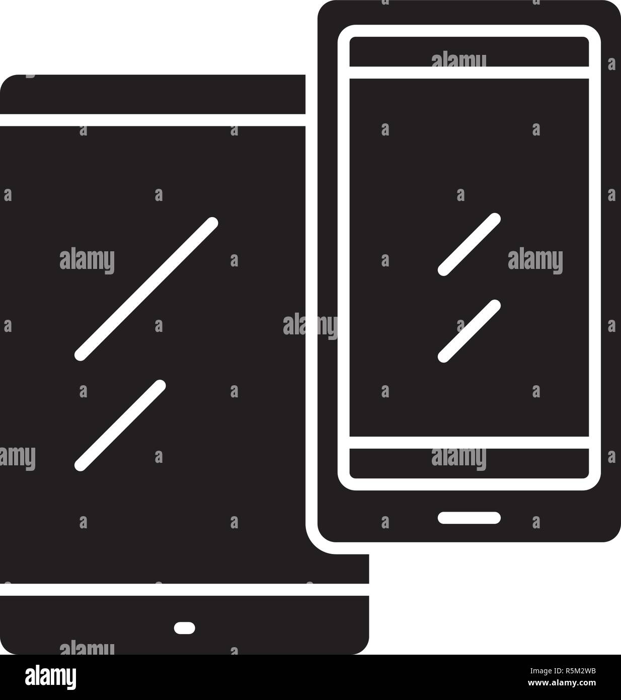 Mobile devices black icon, vector sign on isolated background. Mobile ...