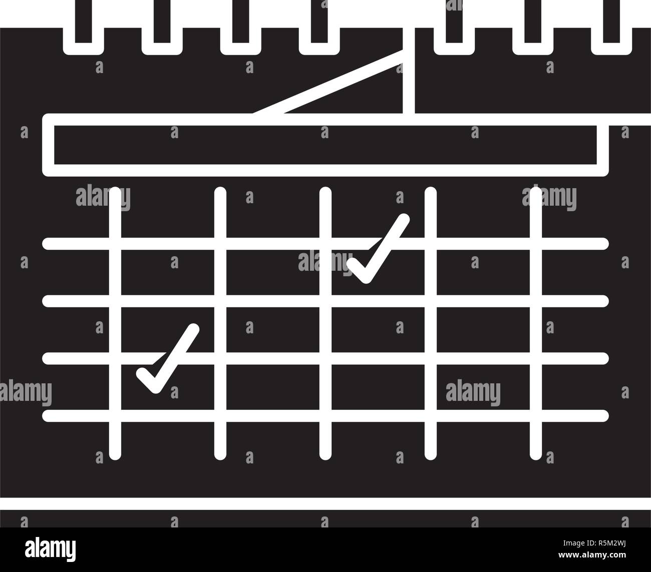 Calendar planning black icon, vector sign on isolated background ...