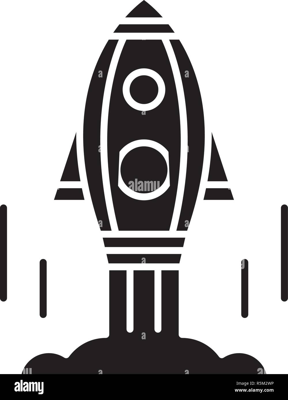 Launch of the project black icon, vector sign on isolated background ...