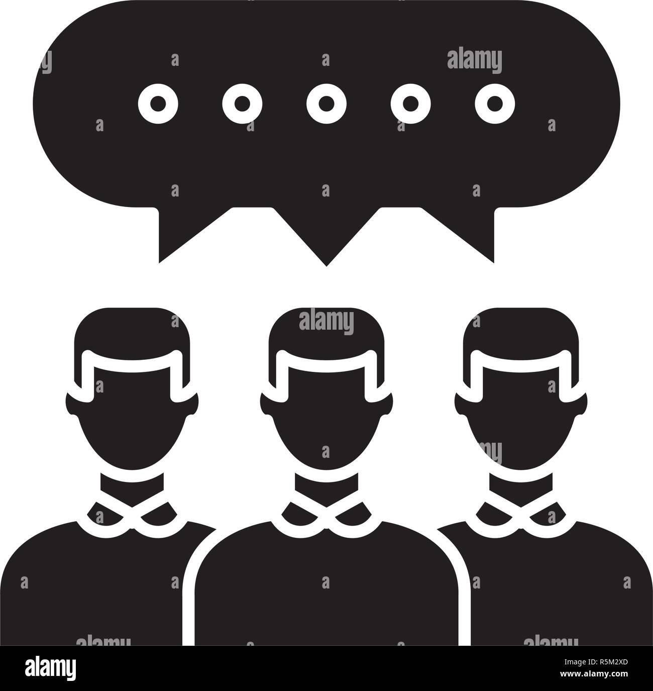 Group discussion black icon, vector sign on isolated background. Group ...
