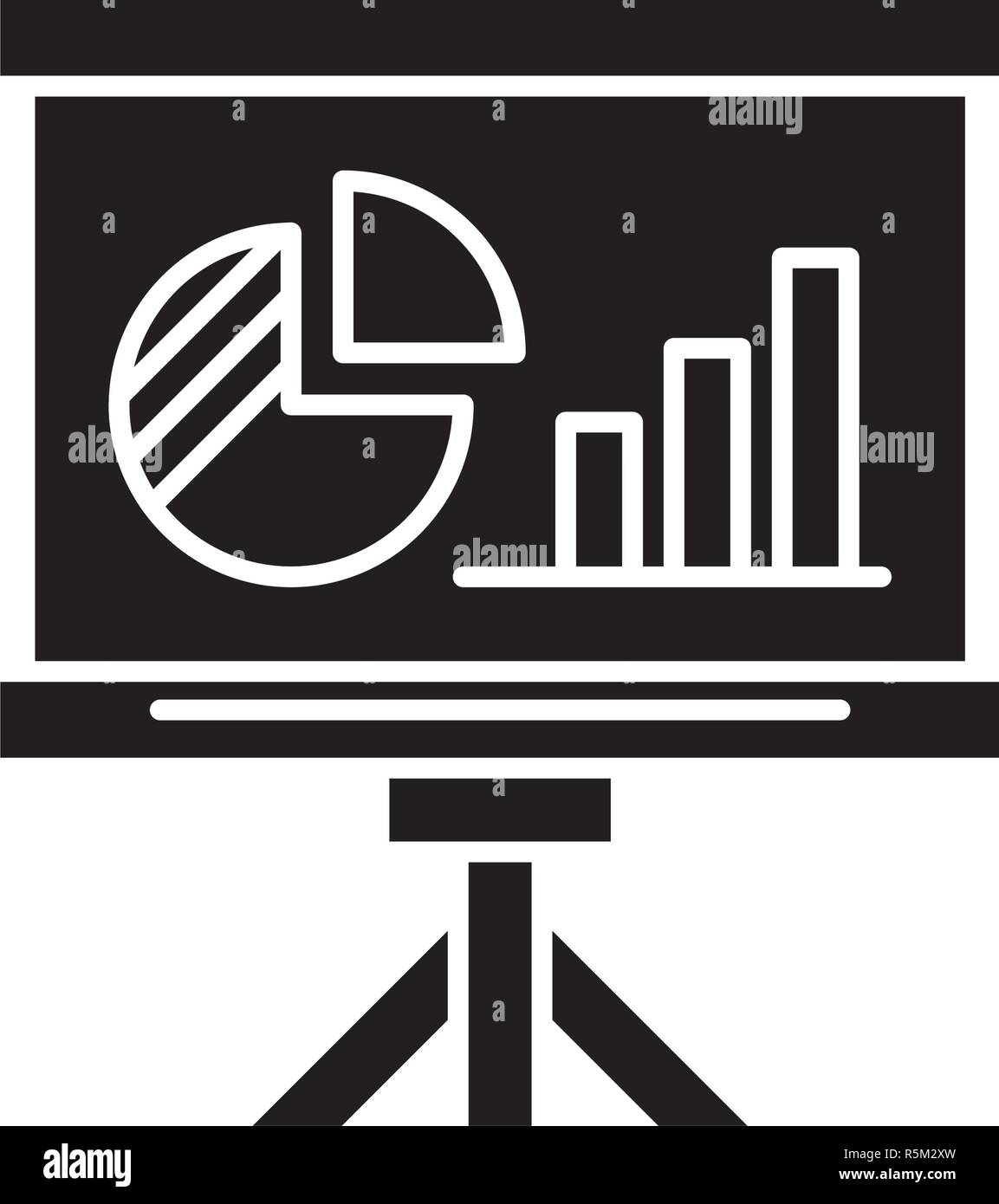 Presentation board black icon, vector sign on isolated background ...