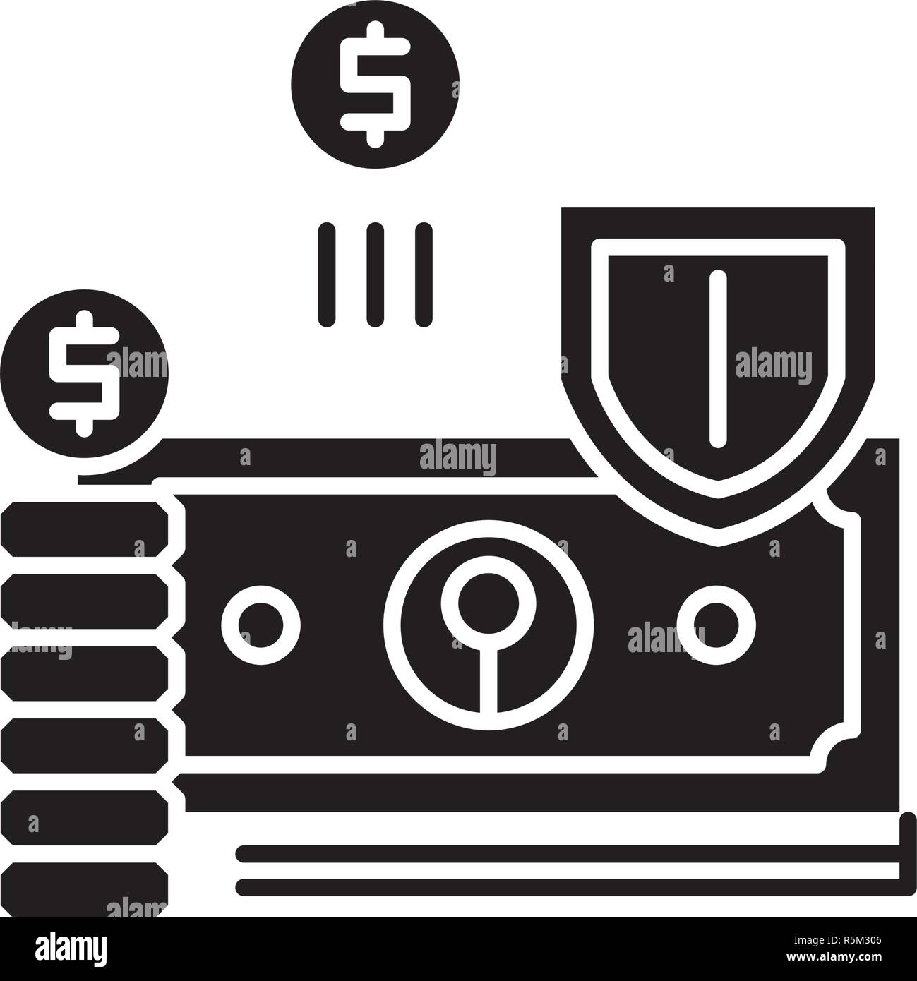 Finance protection black icon, vector sign on isolated background ...