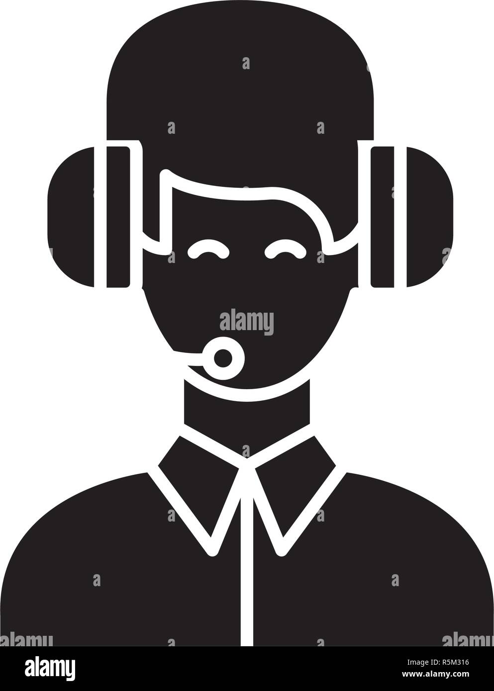 Customer support black icon, vector sign on isolated background ...