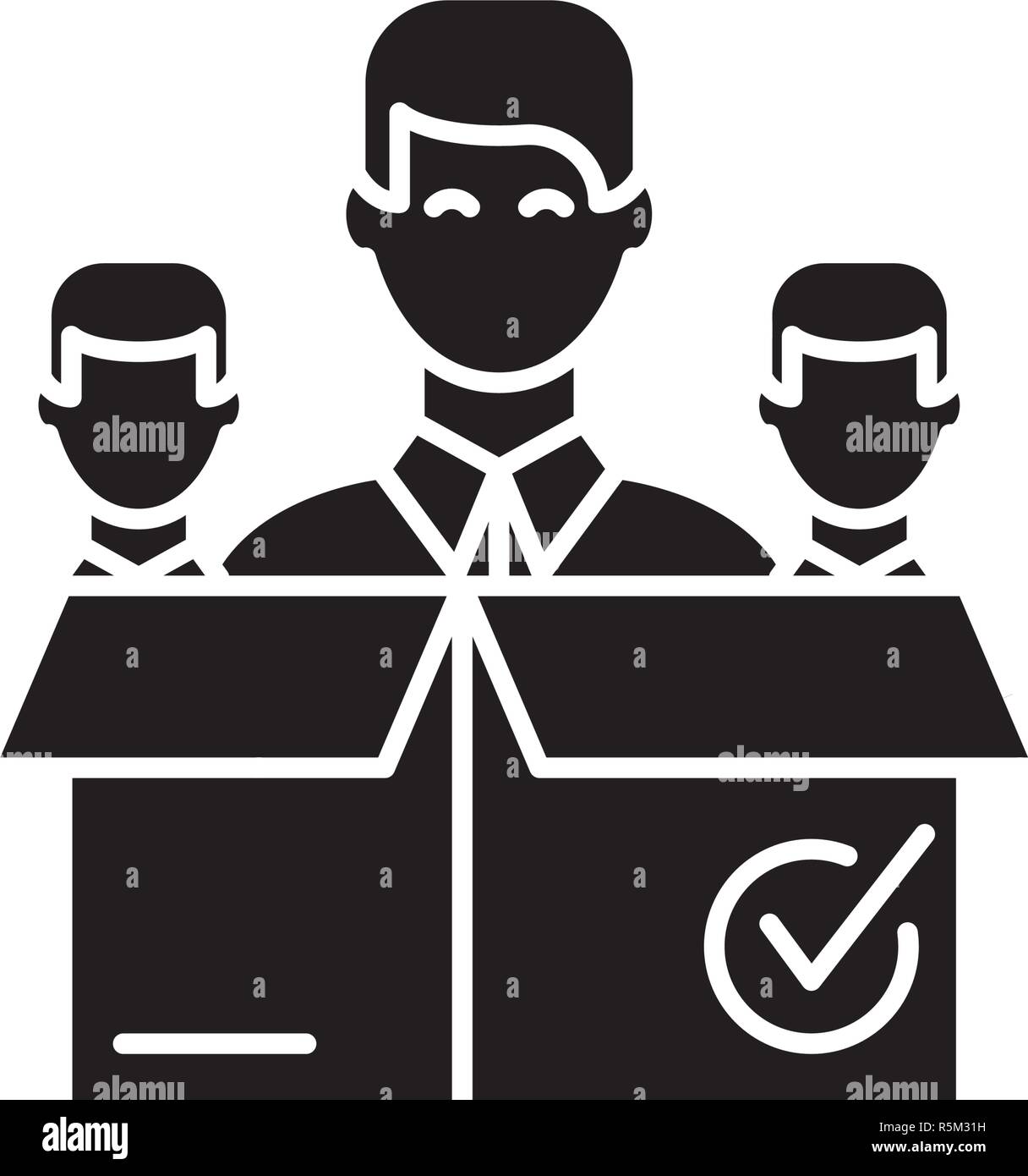 Remote business team black icon, vector sign on isolated background ...