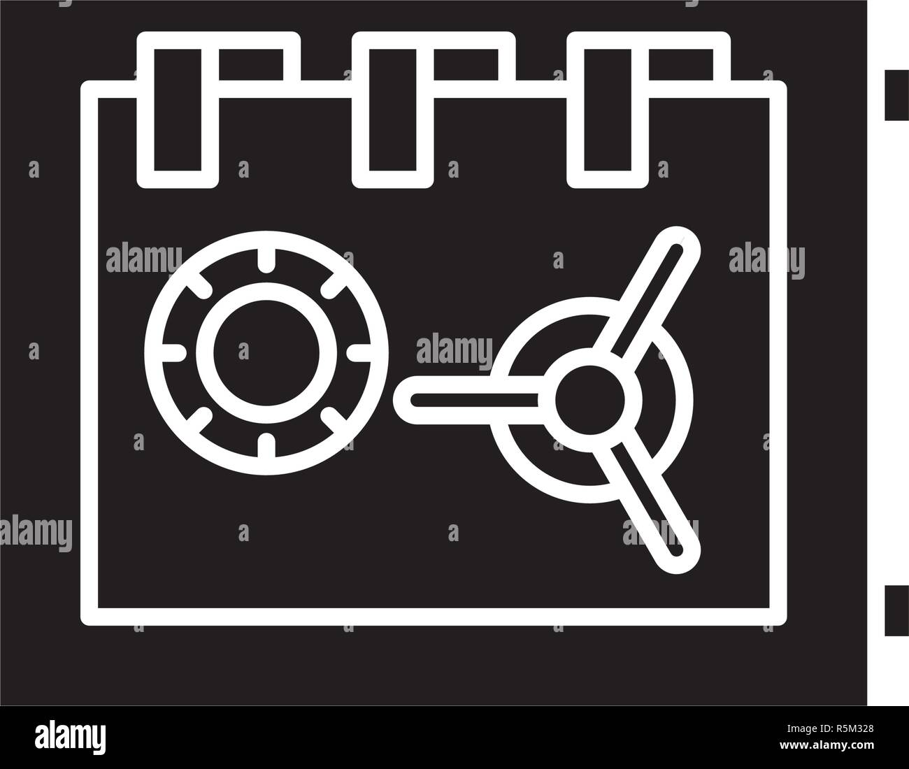 Storage in the safe black icon, vector sign on isolated background ...